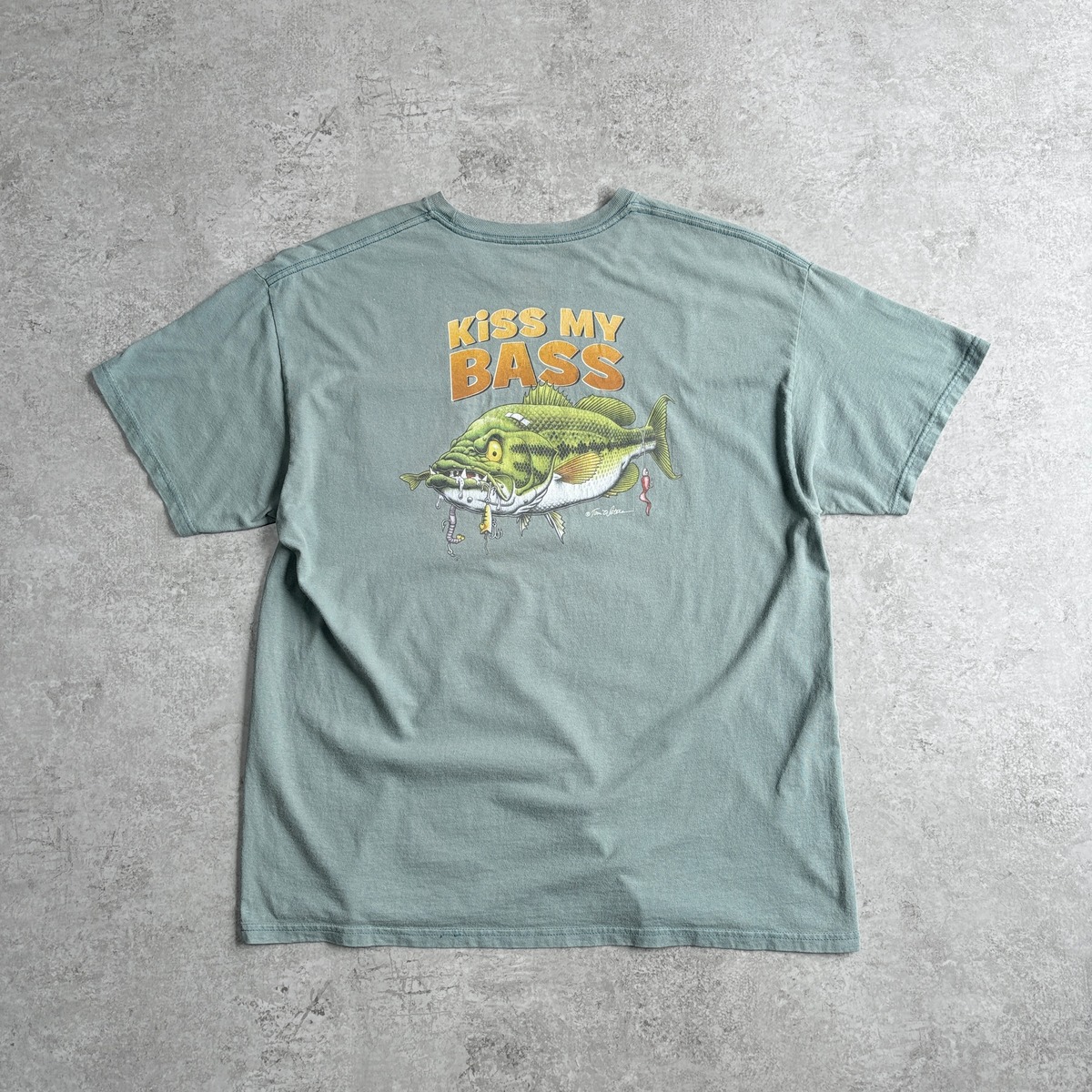00s AMERICAN FISHING TACKLE CO. AFTCO ” Kiss MY BASS ” Back Printed ...