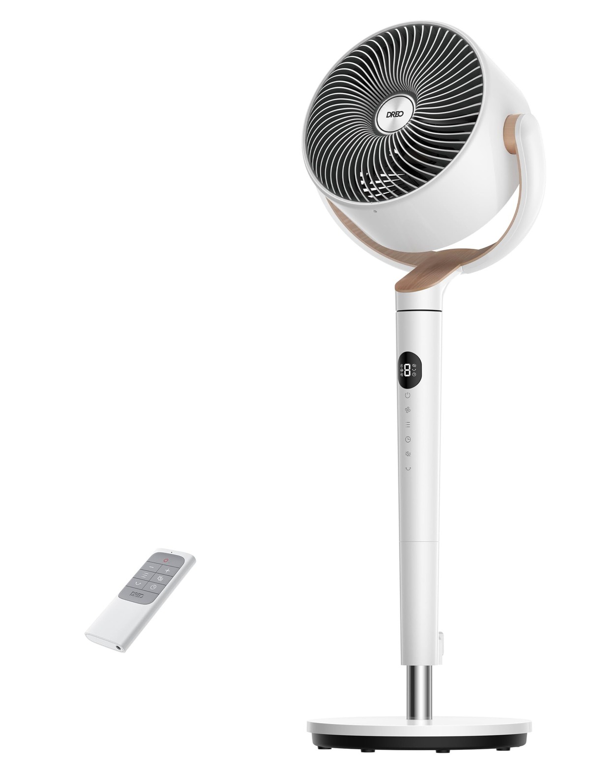 Dreo 扇風機 リビング DCモーター 120°上下手動+120°左右自動首振り 扇風機 サーキュレーター 静音 風量8段階調節 省エネ 8Hタイマー付き パワフル送風 89-101cm高さ ...