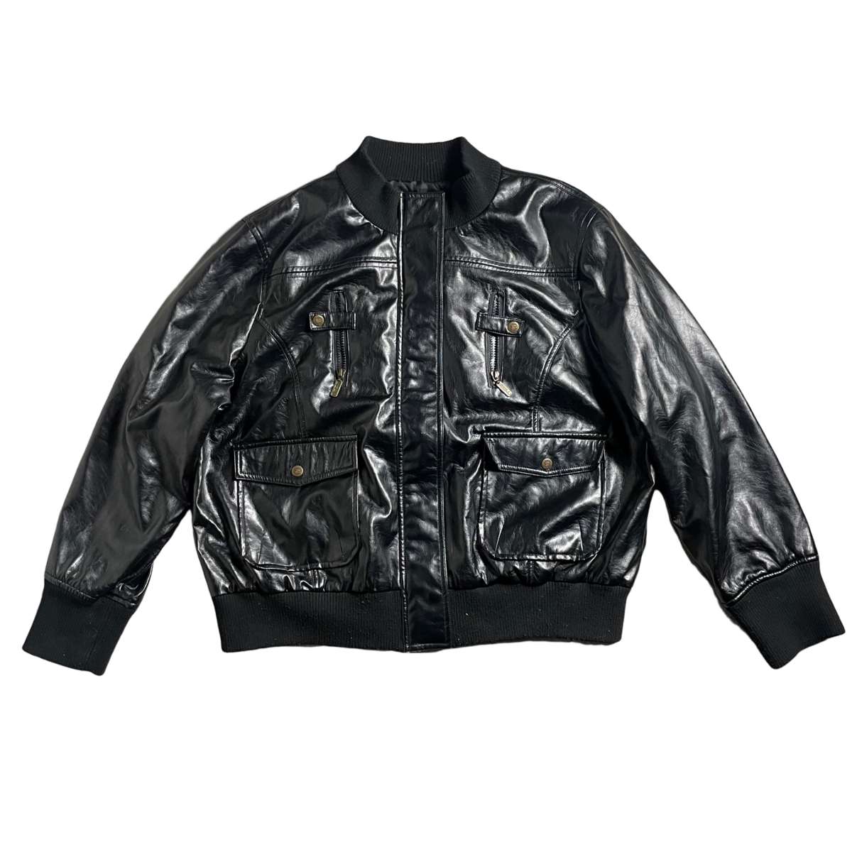 FAKE LEATHER GIMMICK BLOUSON C2C fake-leather-gimmick-blouson-c2c