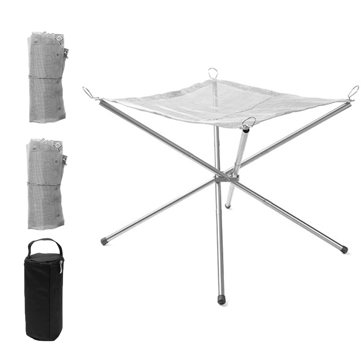 Sitengle 焚き火台 メッシュ 【2枚】付き 折りたたみ式 焚き火スタンド アウトドア ファイアスタンド キャンプ バーベキュー焚火台 コンパクト 携帯便利 | Bloomia