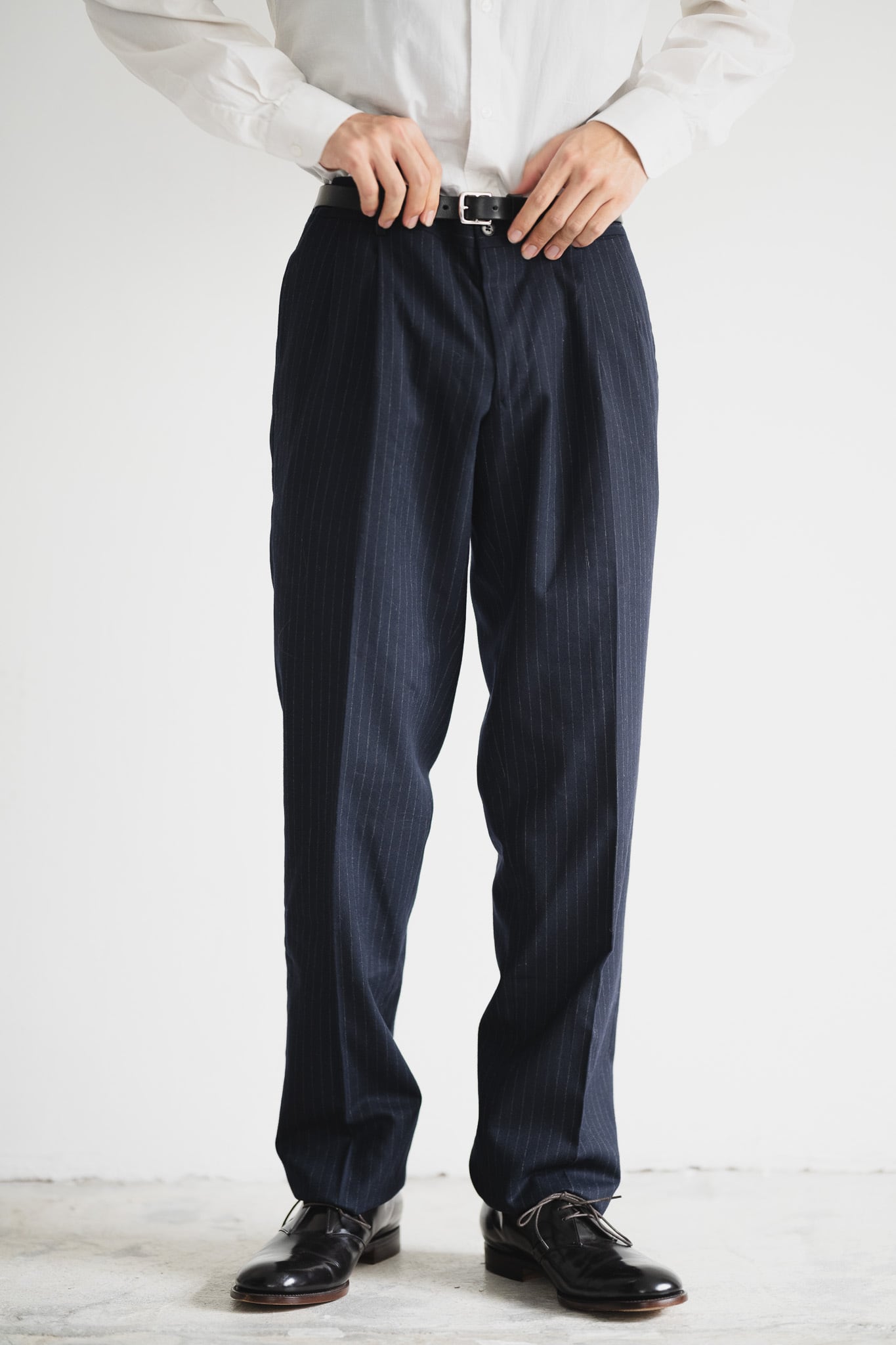 [00's] "Hermès" Wool Pin stripe 2 Tucked Slacks (Designed by Veronique ...