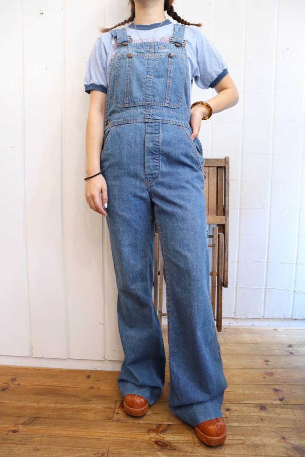 70s indigoblue star patch overall [l-958] | Fizzvintage