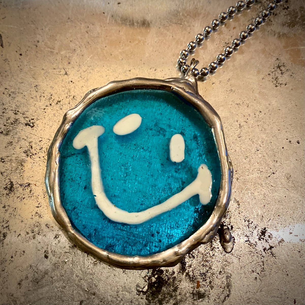 Stained Glass Sun Catcher Smile skyblue S size | Heimer’s