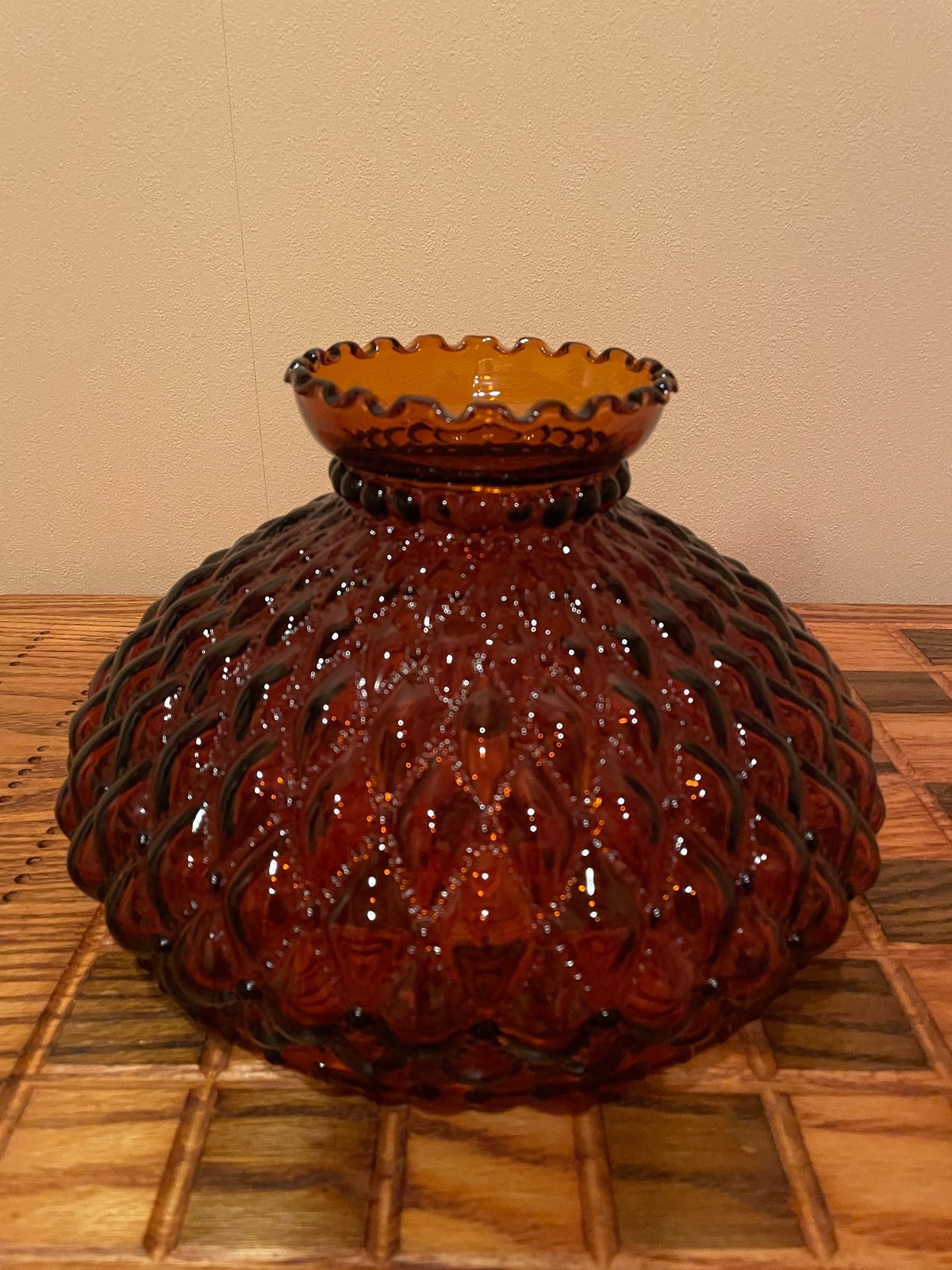 Amber Glass Lamp Shade. 10" Fitter, Diamond Quilted | awesome ...