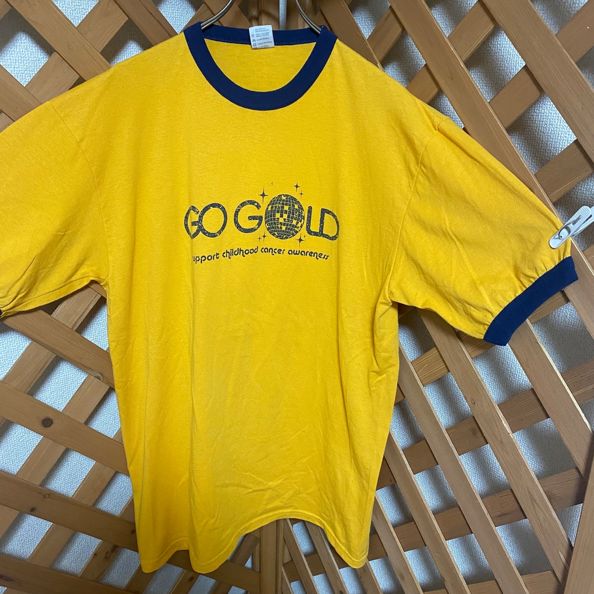 AUGSTA GO GOLD リンガー tee tシャツ イエロー ネイビー | LUCKY BASE 古着屋