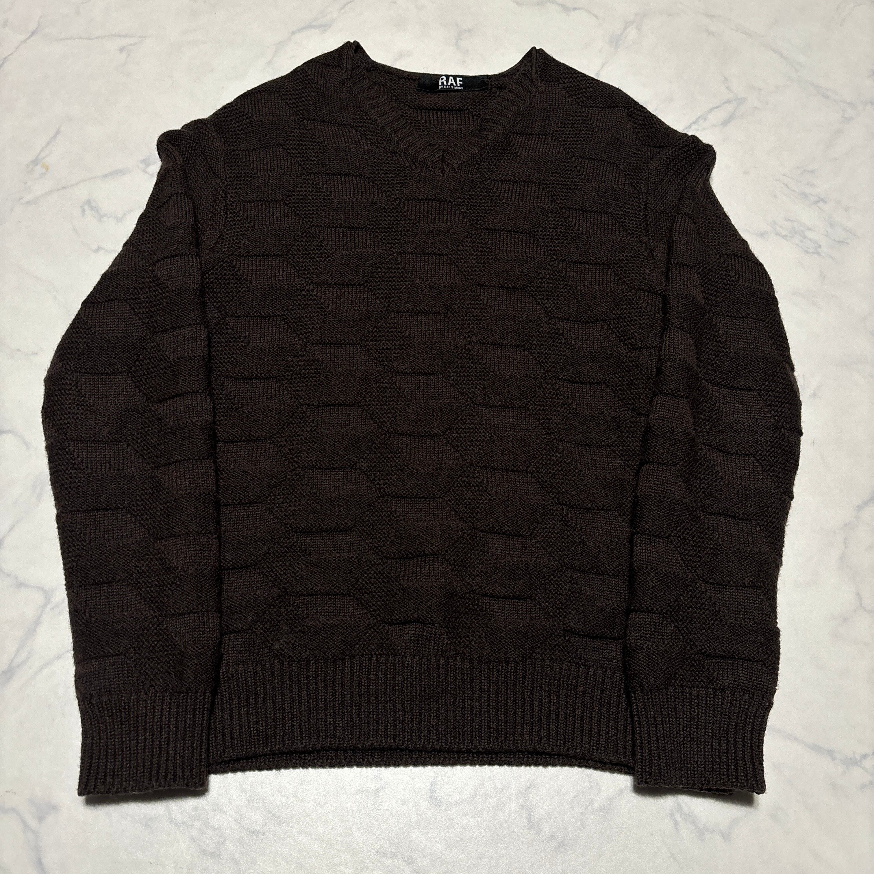 00s RAF BY RAF SIMONS geometric pattern v neck knit | Pay ID
