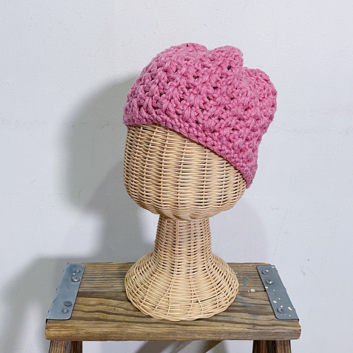 70s pink knit cap | LEMON
