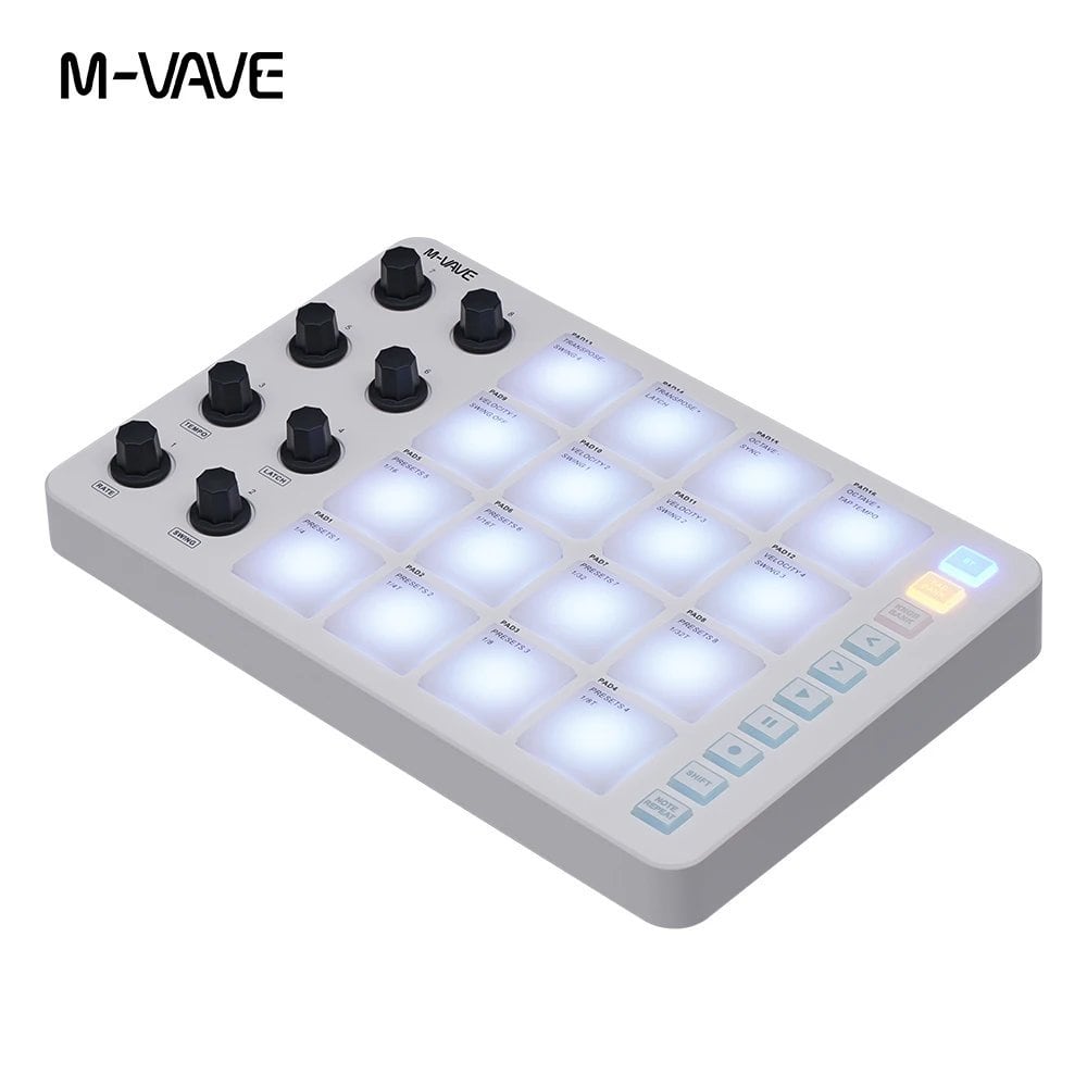 M-VAVE SMC-PAD: USB-Cインターフェース搭載、ポータブルデザインの小型ワイヤレスMIDIコントローラー【打楽器とキーボードに最適】 S22d7345103820 | e-通販
