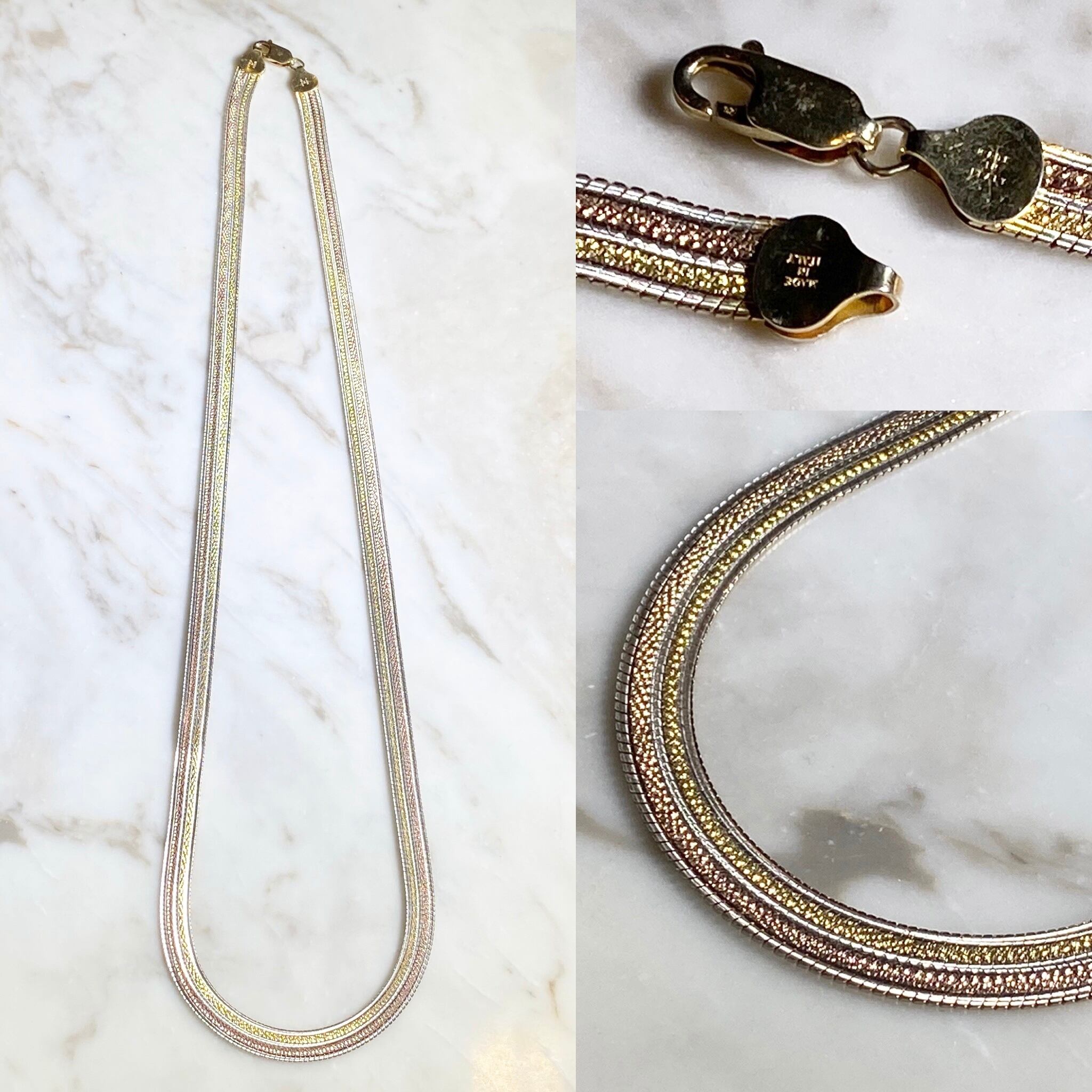 vintage tricolor Italian silver snake chain necklace | NOIR ONLINE