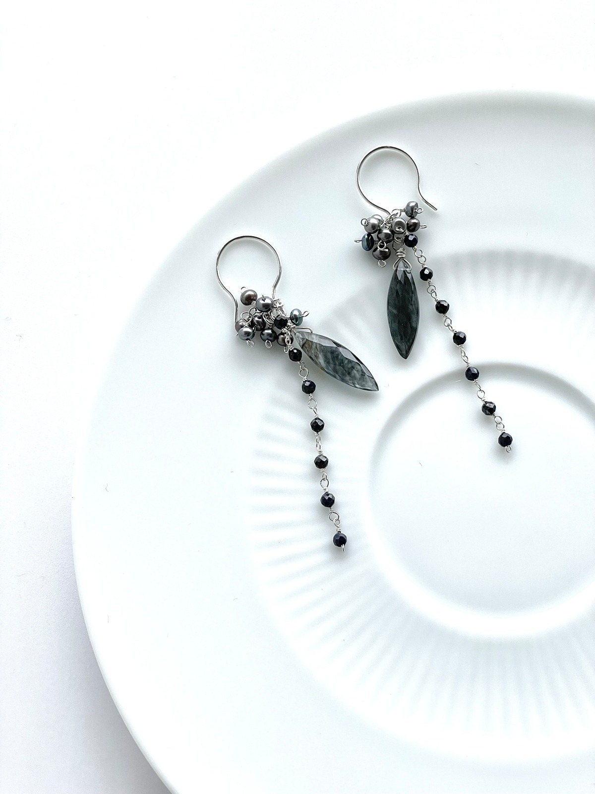 ピアス モスアクアマリン 淡水パール サファイア シルバー925 | Shingly