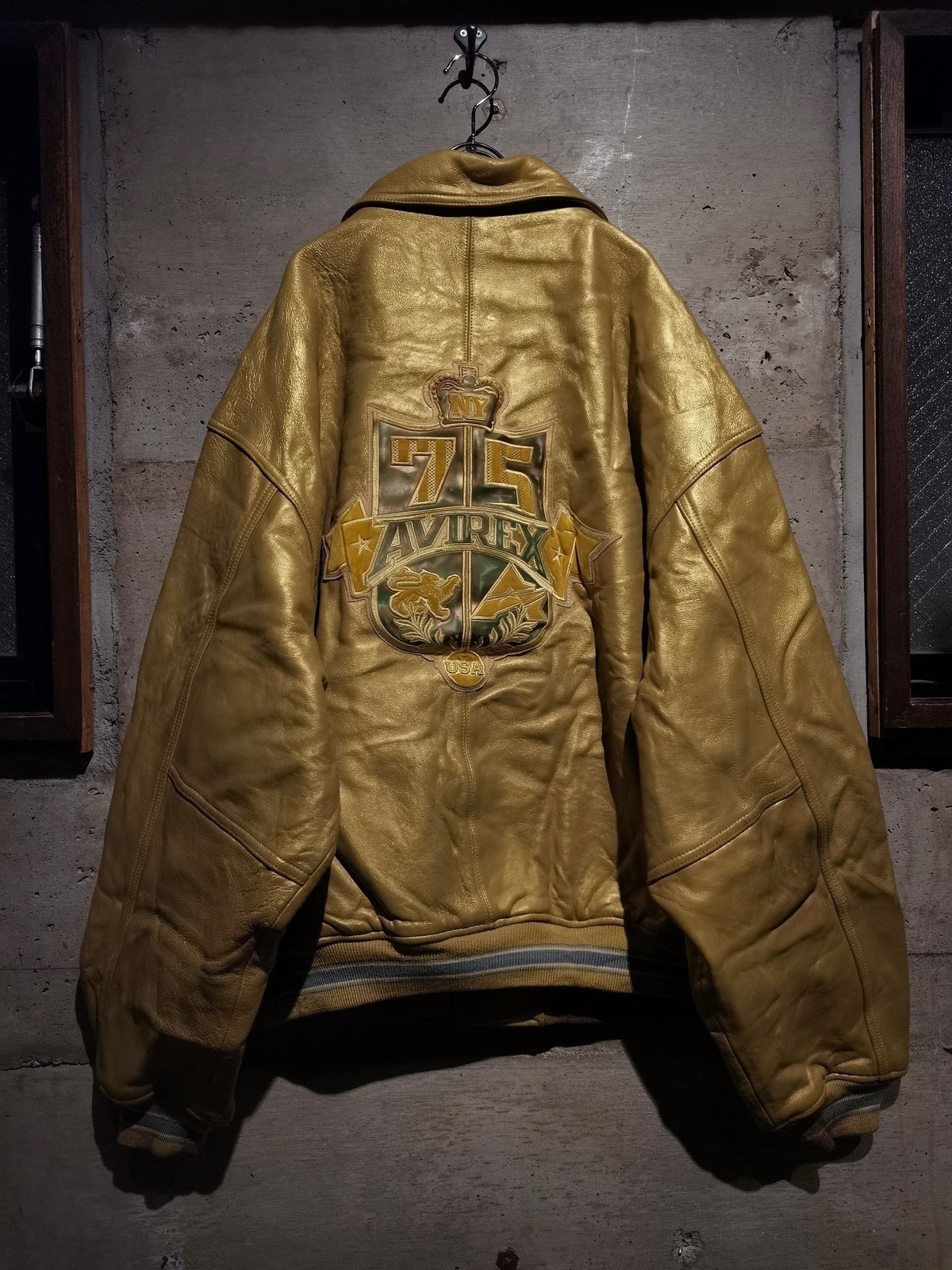 【Caka】"AVIREX" Special Patch Design Gold Varsity Jacket | Caka(カカ）下北沢古着 ...