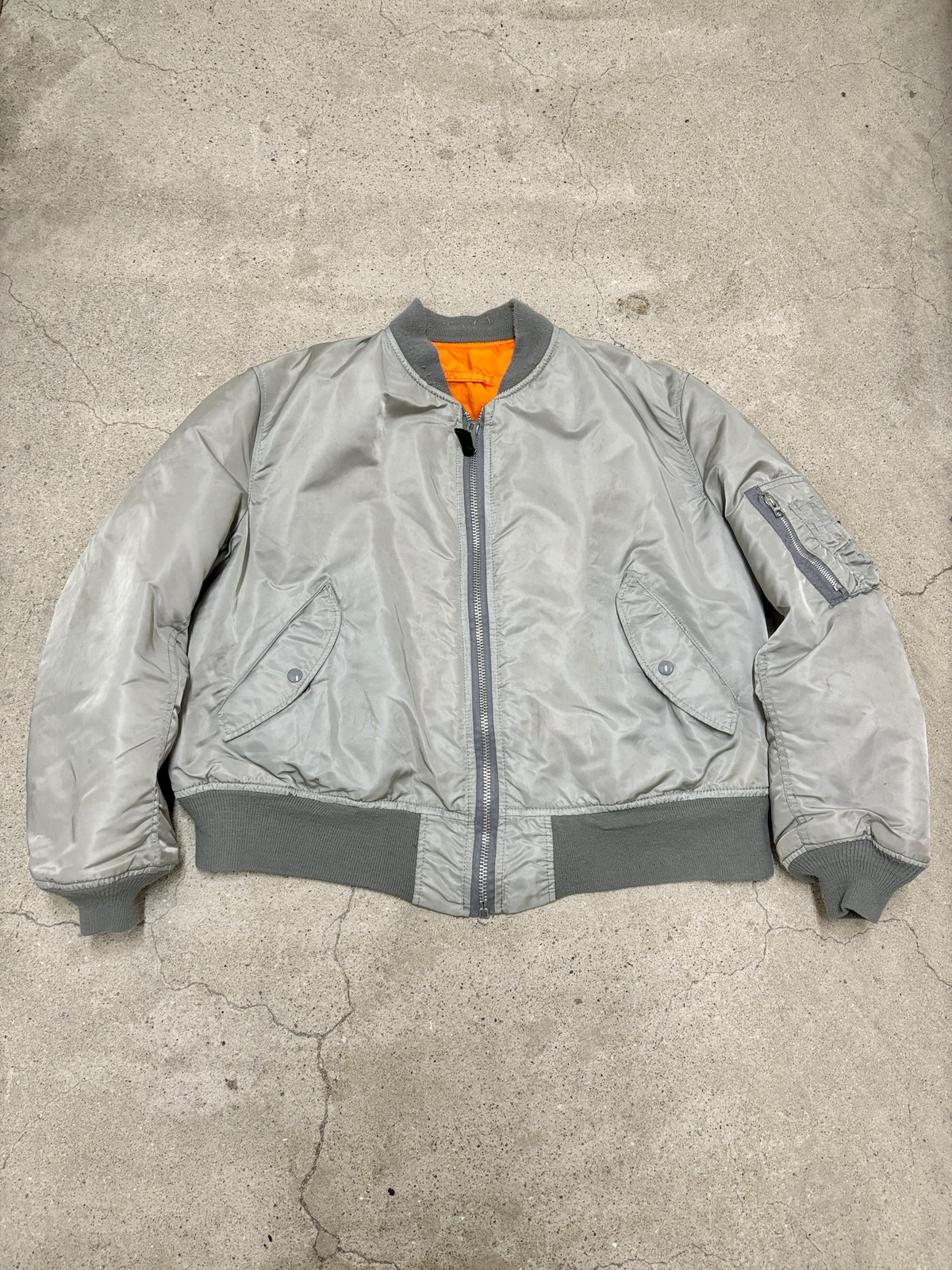90s ALPHA/MA-1 Flight Jacket/USA製/XL/フライトジャケット/0615-00-573-8335/グレ－/アルファ | nimunamu