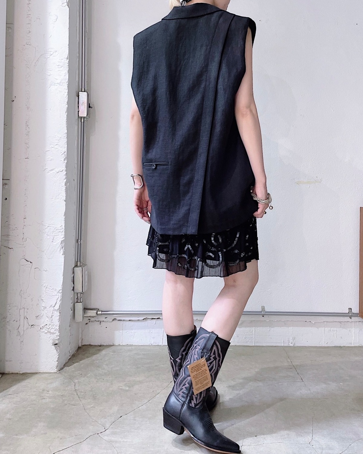 back slit linen vest | CaNARi Vintage