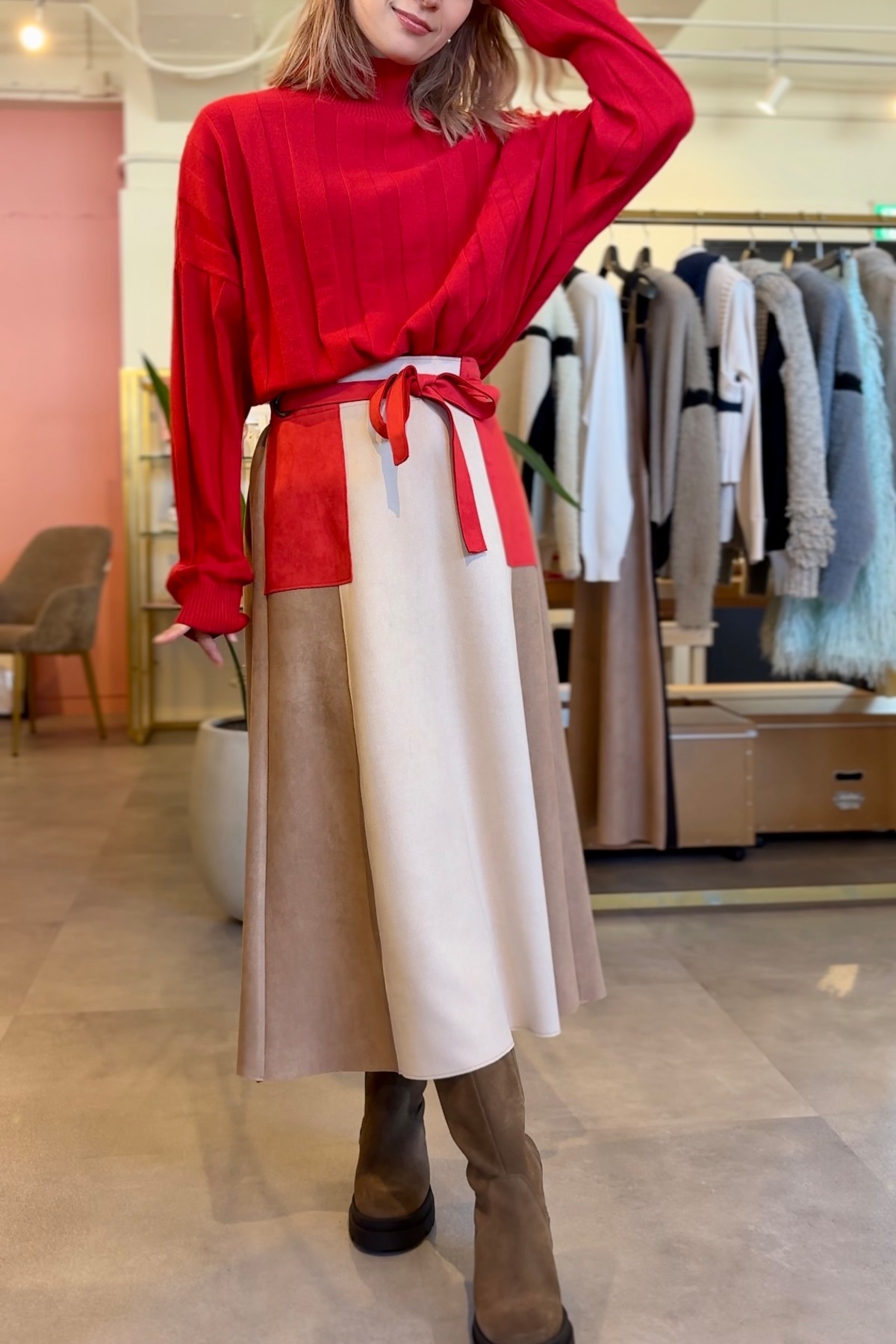 Eco suede tri-color skirt | COLORS PLUS