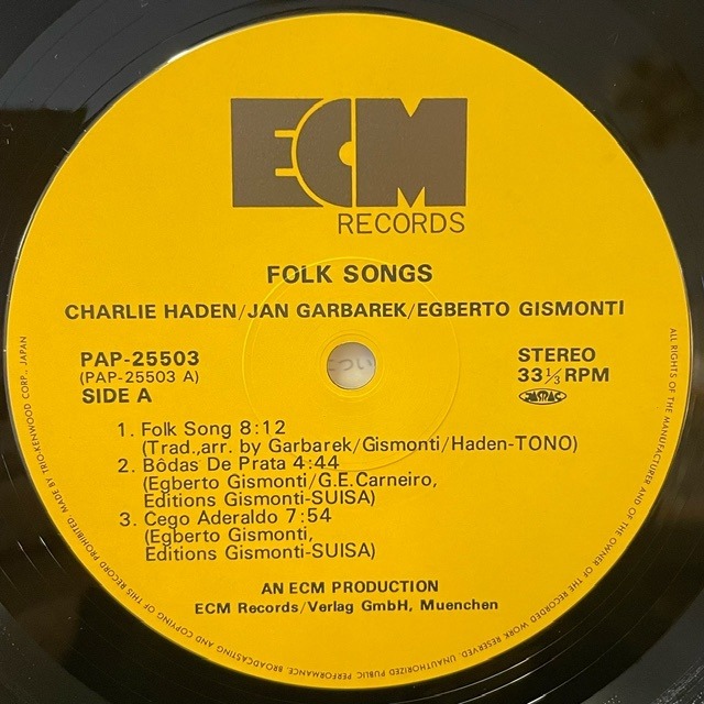 Charlie Haden / Jan Garbarek / Egberto Gismonti "Folk Songs" LP | EAD ...
