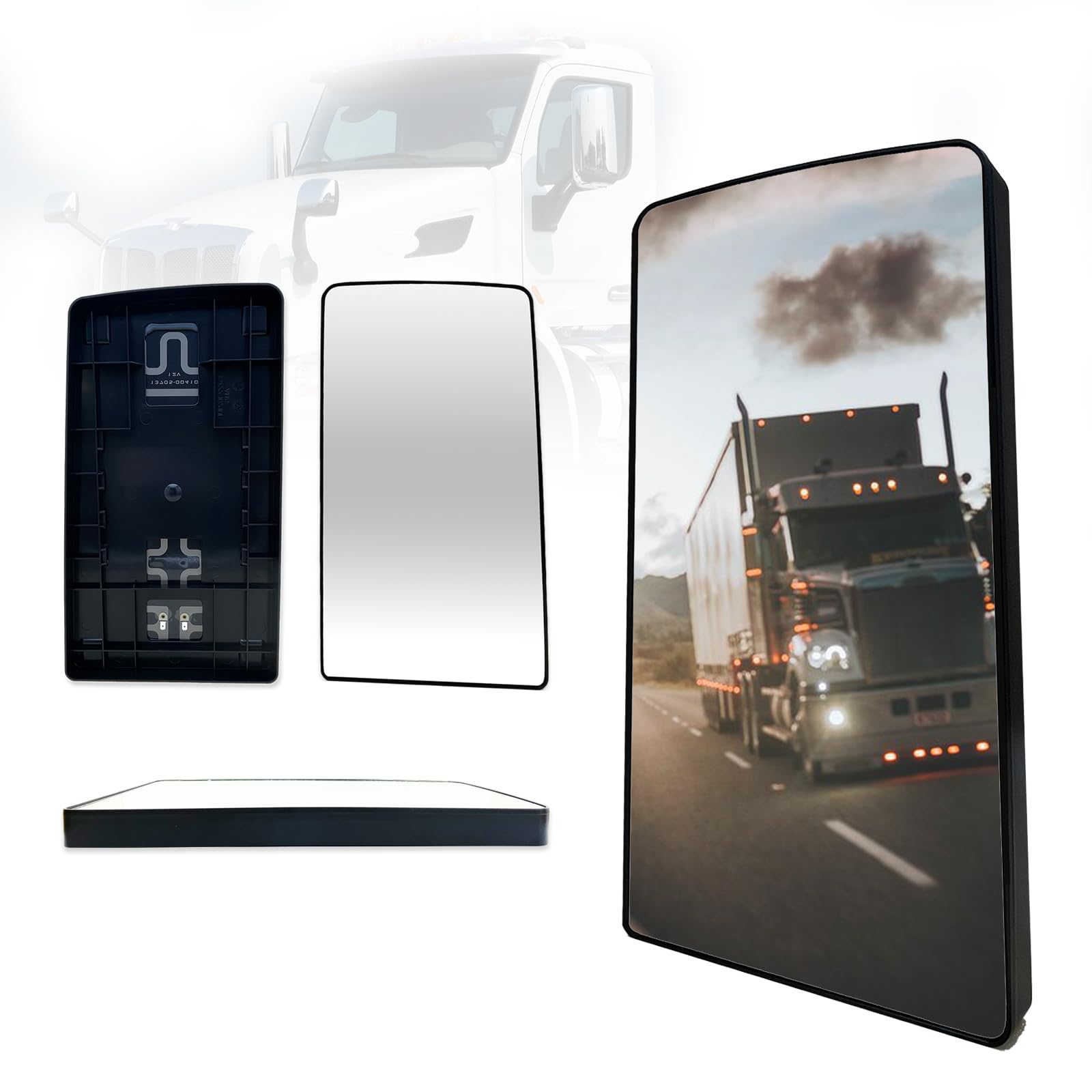 Peterbilt 579（2012-2020）、567（2008-2017）、加熱されたフラットミラー、高反射、助手席側（OEM ...