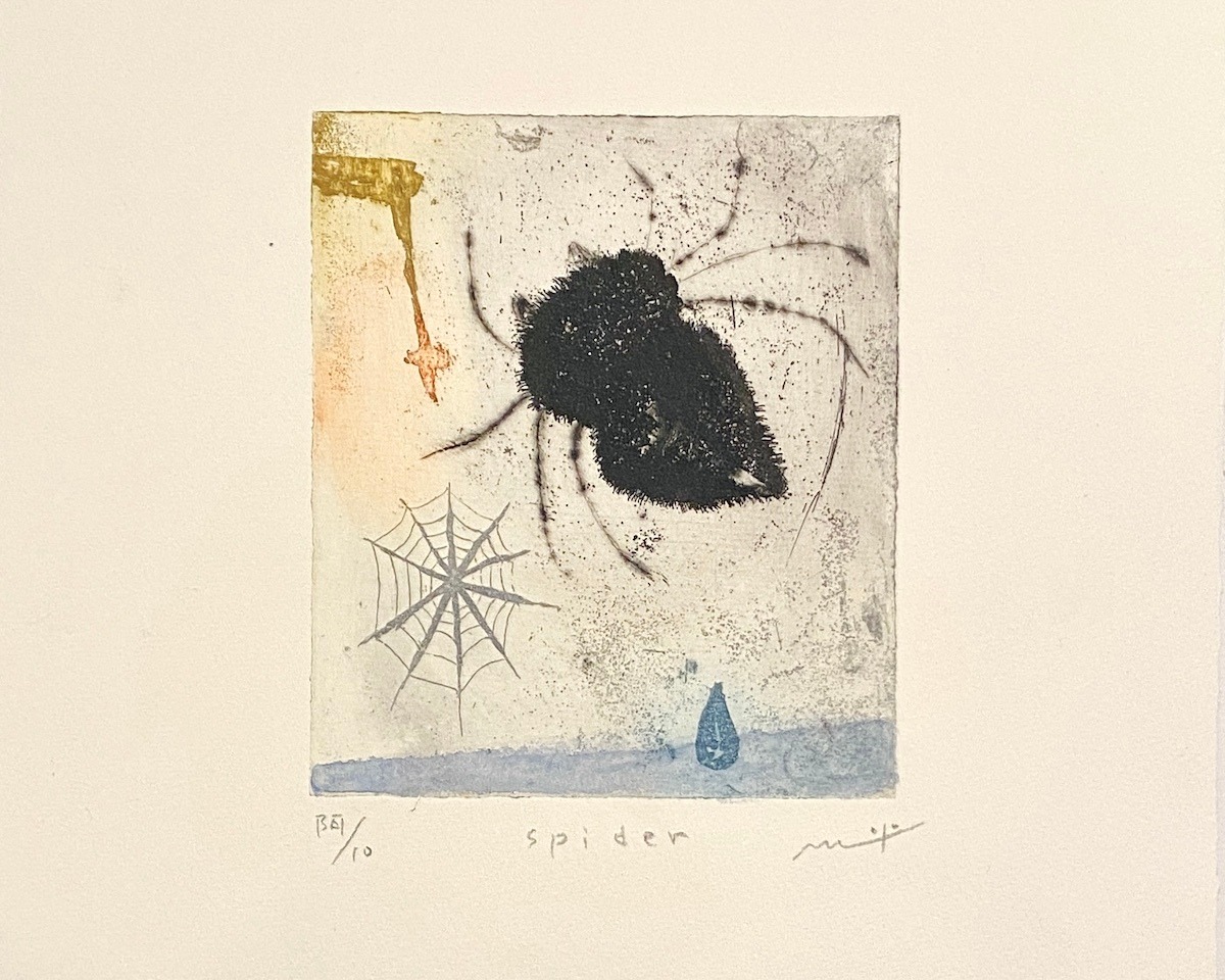 溝上幾久子 Mizokami Ikuko "spider" color etching 2023 | WATERMARK arts & crafts