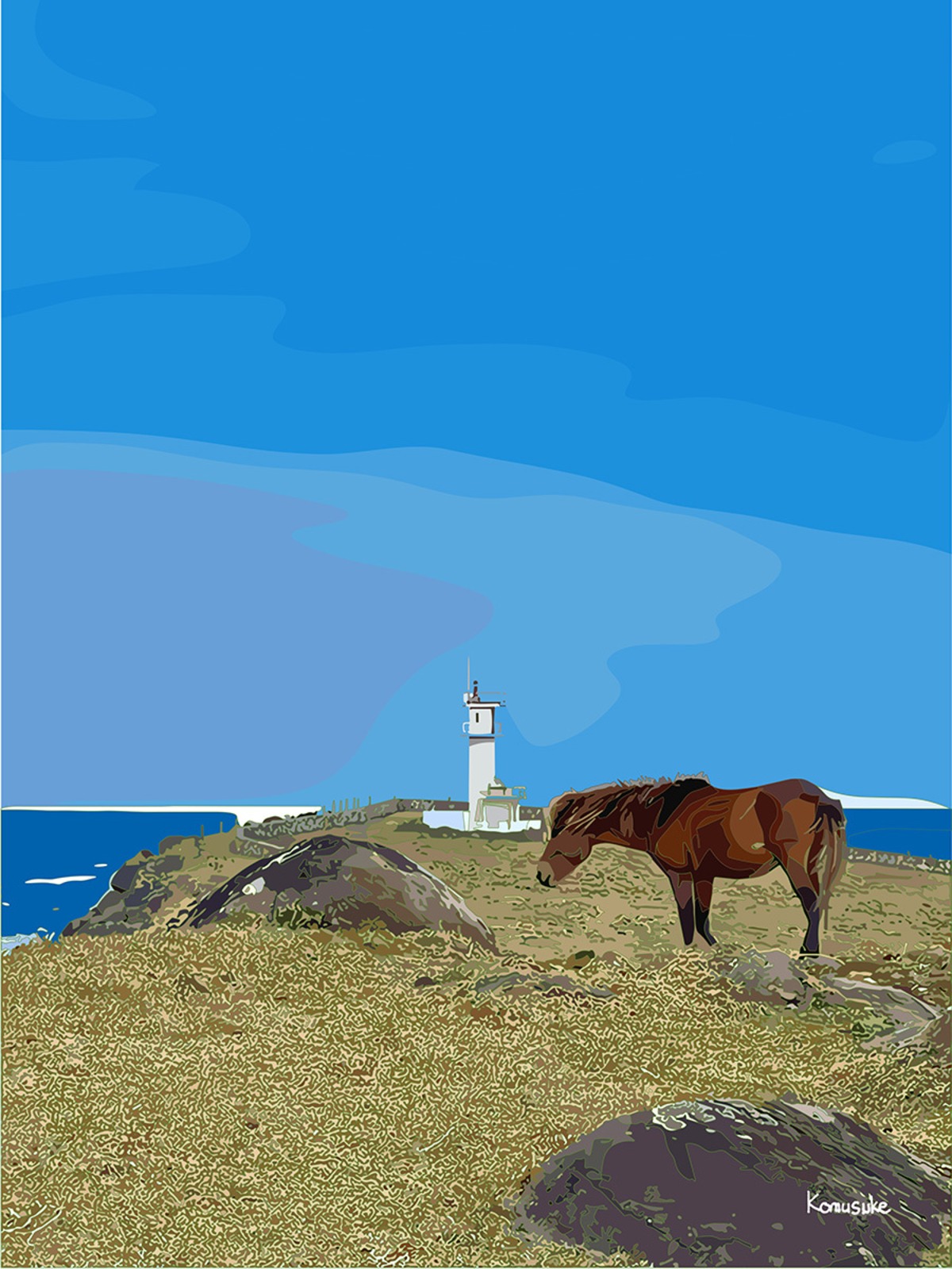 01-094_Yonaguni Higashi Saki Lighthouse （komusuke graphic） | デジタル コムスケ