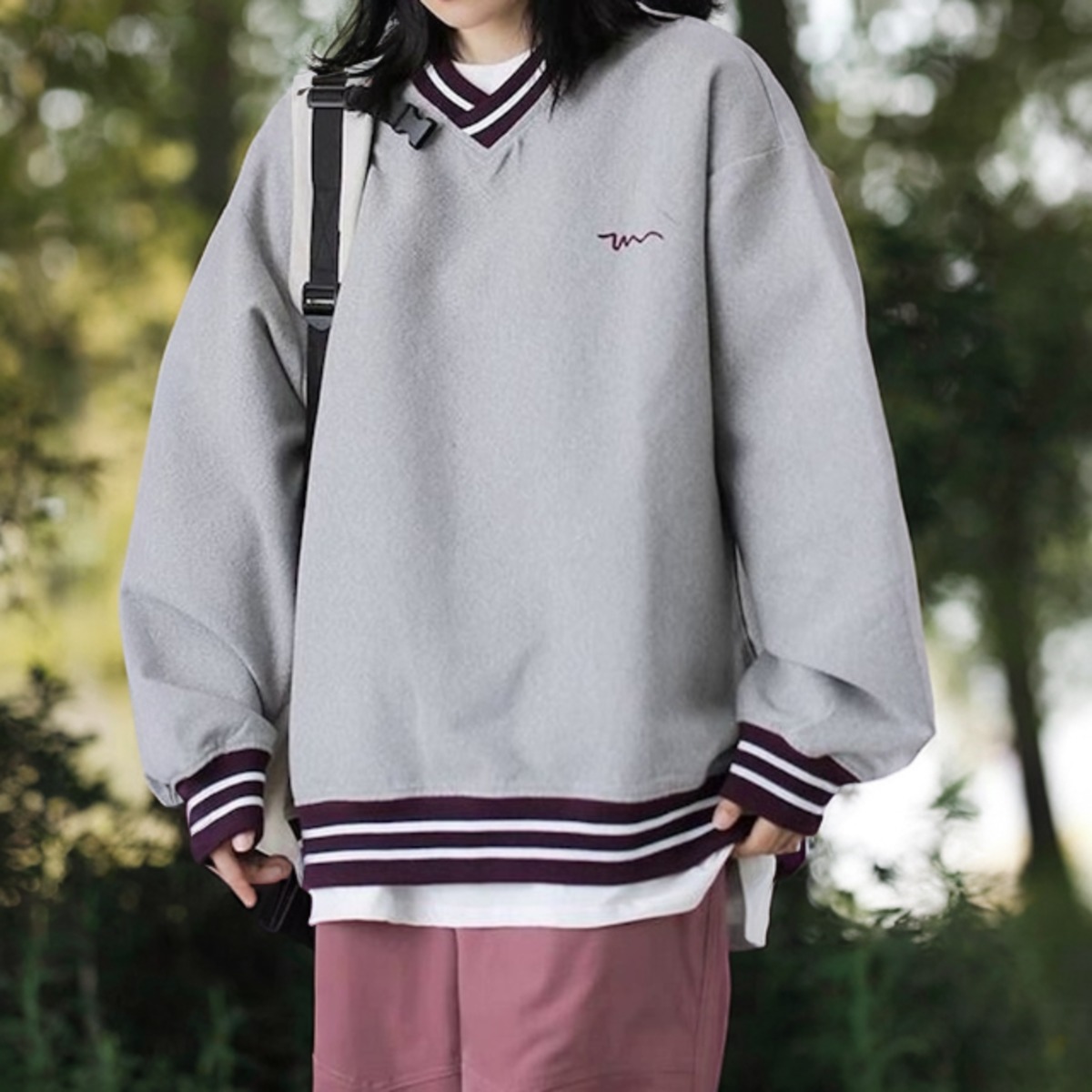 V-neck sweat tops -2col- A0090 | ippo.
