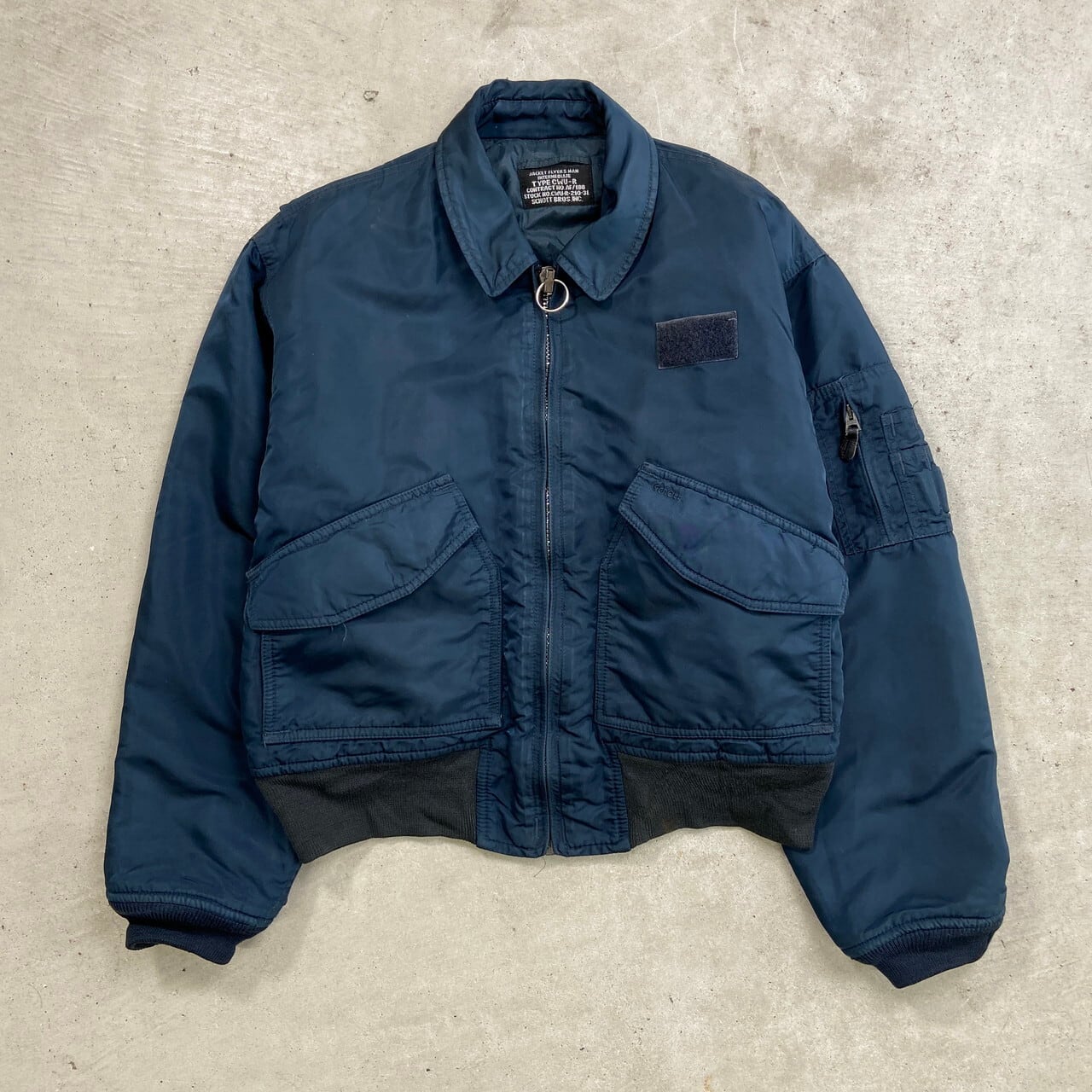 Schott ショット CWU-R ミリタリー フライトジャケット メンズM相当 古着 民間品 USAF キルティングライナー ネイビー 紺色 ...