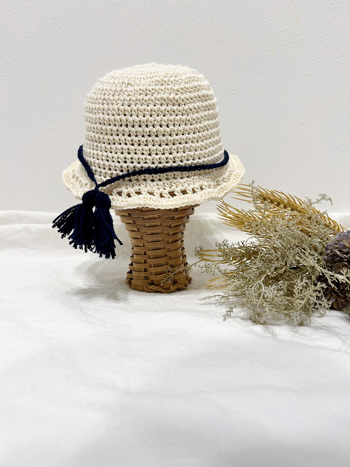 No.23 ベビー&キッズ コットンハット 麦わら帽子【受注品】 | Hi-Yu crochet