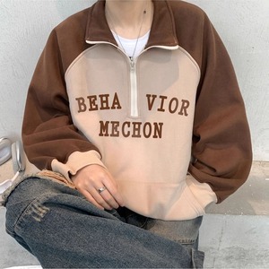 【PPGシリーズ】★トップス★ 3color スウェット 男女兼用 メンズ 配色 ブラック ネイビー ブラウン | elegant