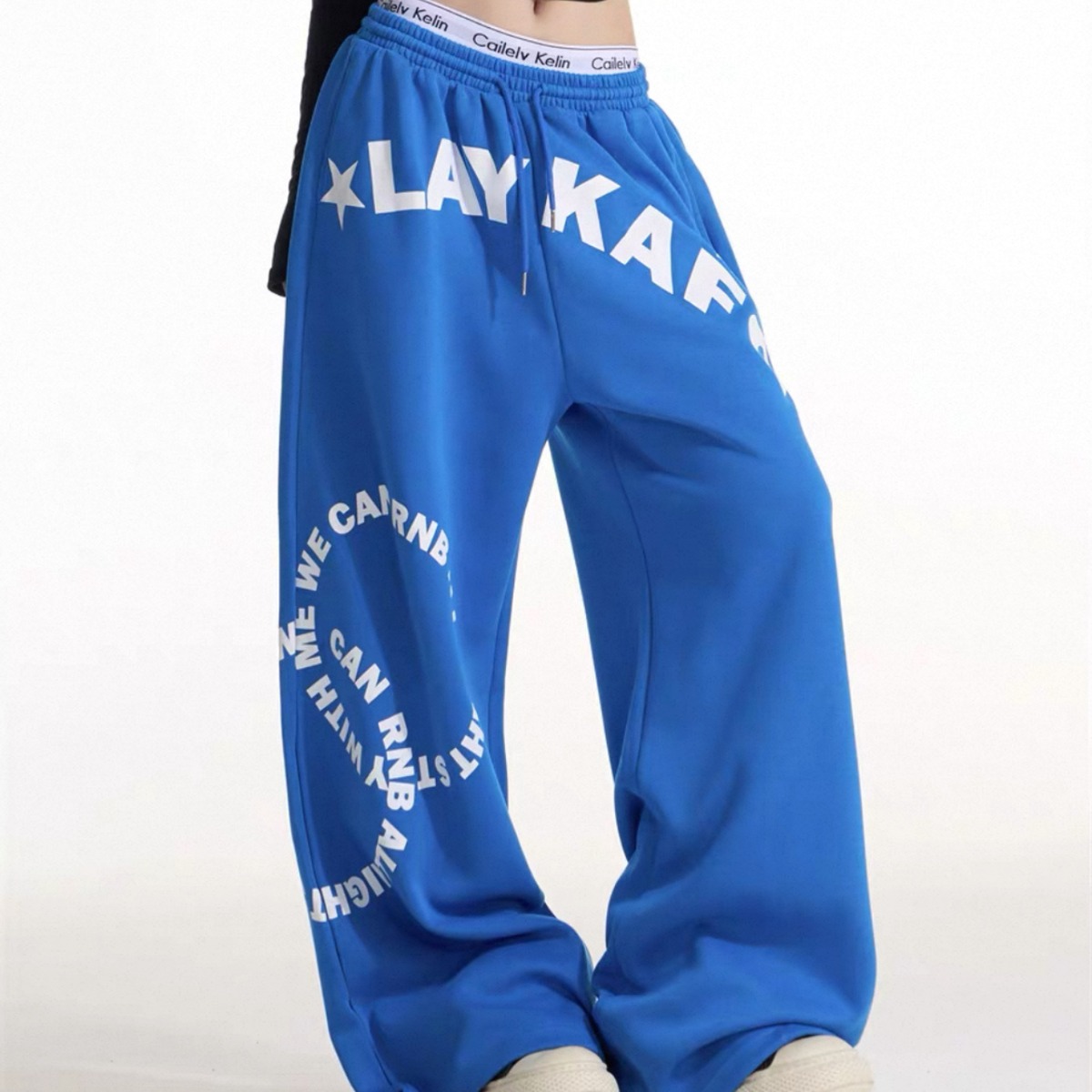 ロゴプリントドローストリングウエスト バギーパンツ 2col BL0384 | .Bliss