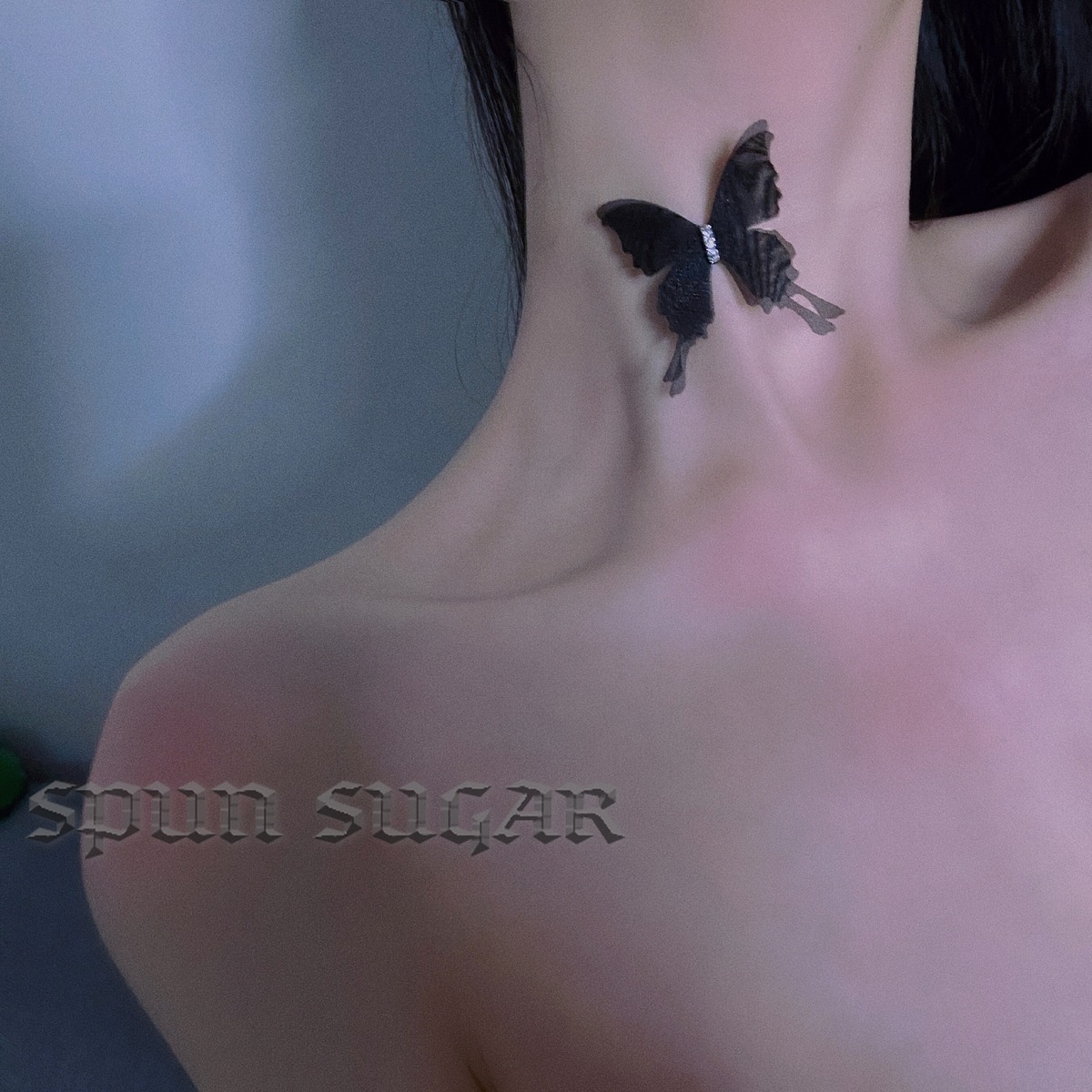 見えない黒と白の蝶のネックレス Spun Sugar82073713761 Mixlily Shop A2