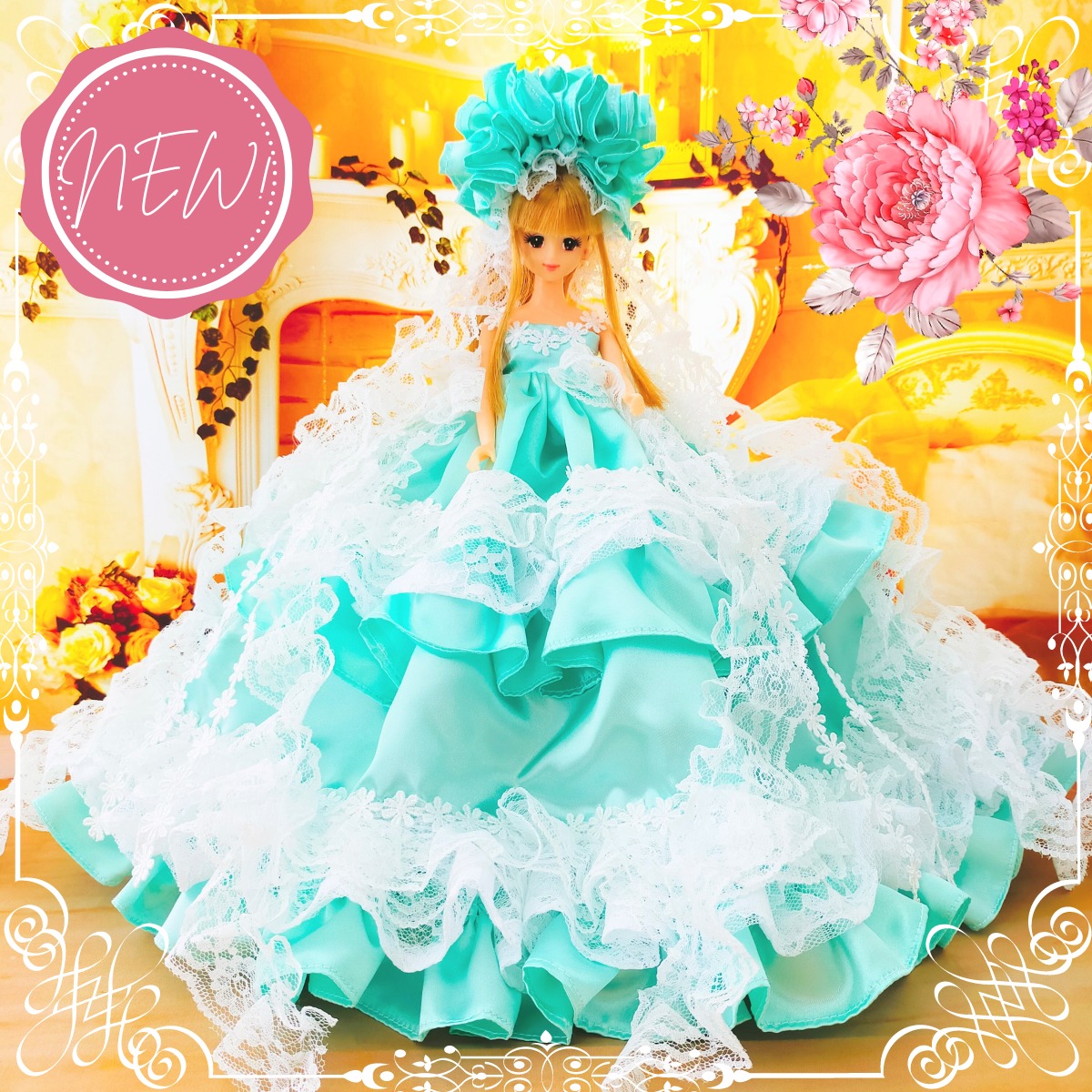 ジェニーサイズ 翡翠ドレス エメラルドグリーン ハンドメイド服 ドール服 人形服 ドールドレス ♡HISUI♡ | Doll Dress ...