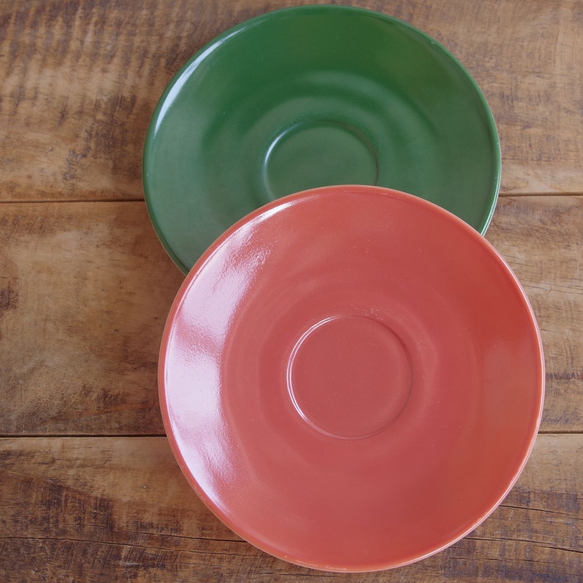 2枚セット Hazel Atlas ヘーゼルアトラス Ovide Platonite ソーサーのみ （カップなし） テラコッタ グリーン ...