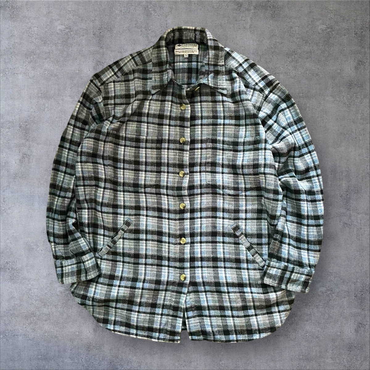 00s OLD Columbia Check Shirt Jacket Skyblue | Aim vintage