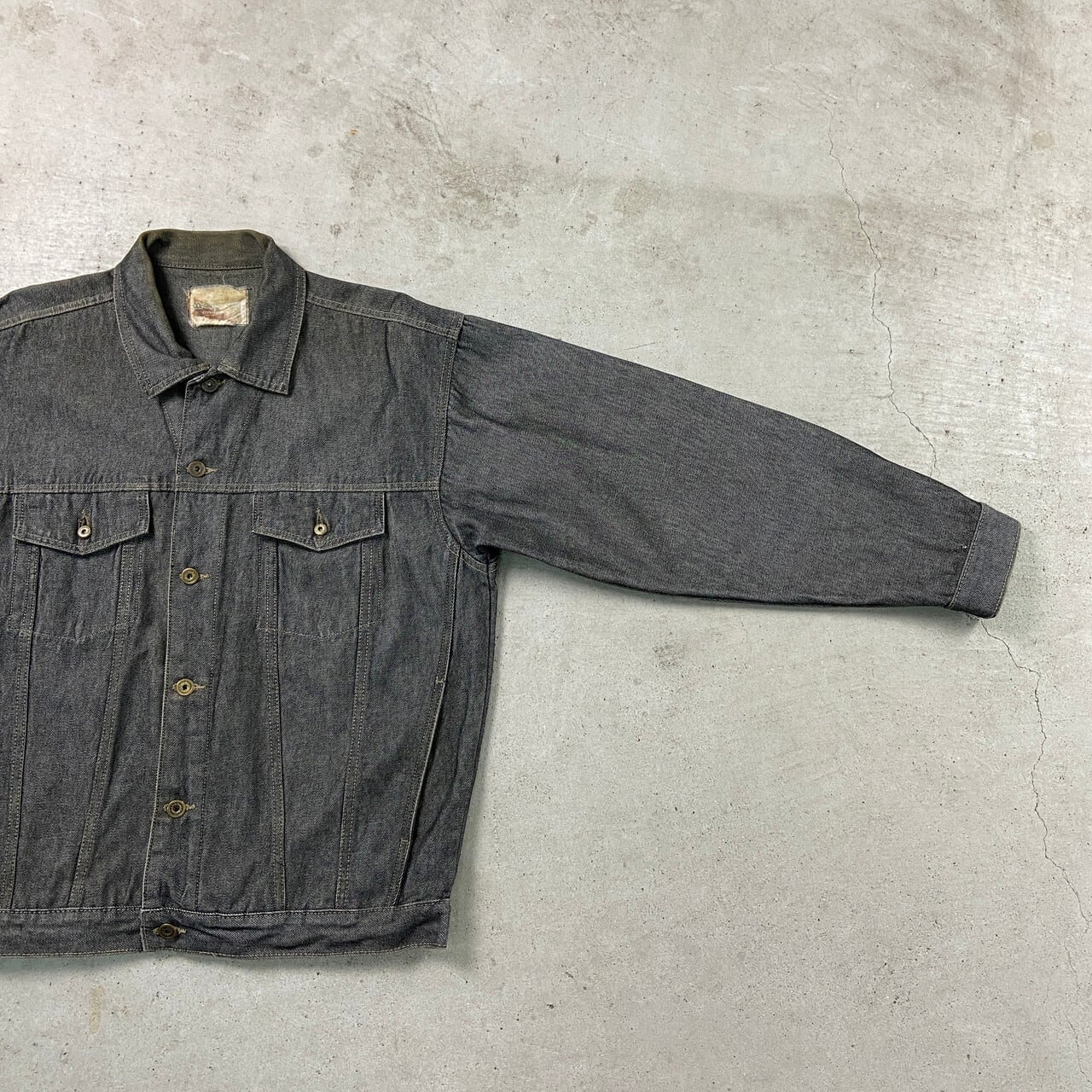 DYNAM JEANS ブラックデニムジャケット グレーデニム メンズXL相当 古着 ユーロ ヴィンテージ VINTAGE【デニムジャケット ...