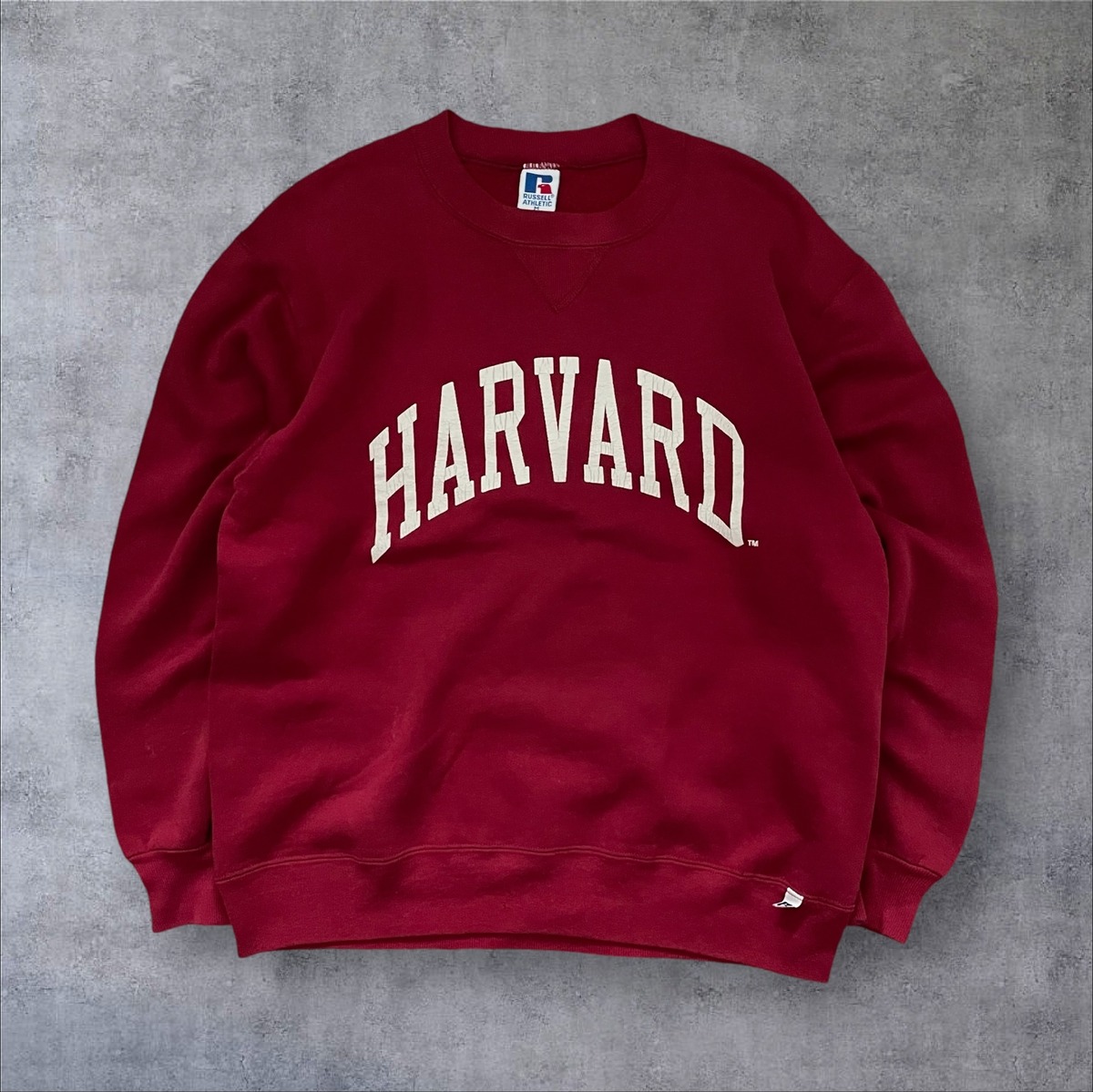 USA製 Russell Athletic"HARVARD"Print Sweat Bordeaux | Aim vintage