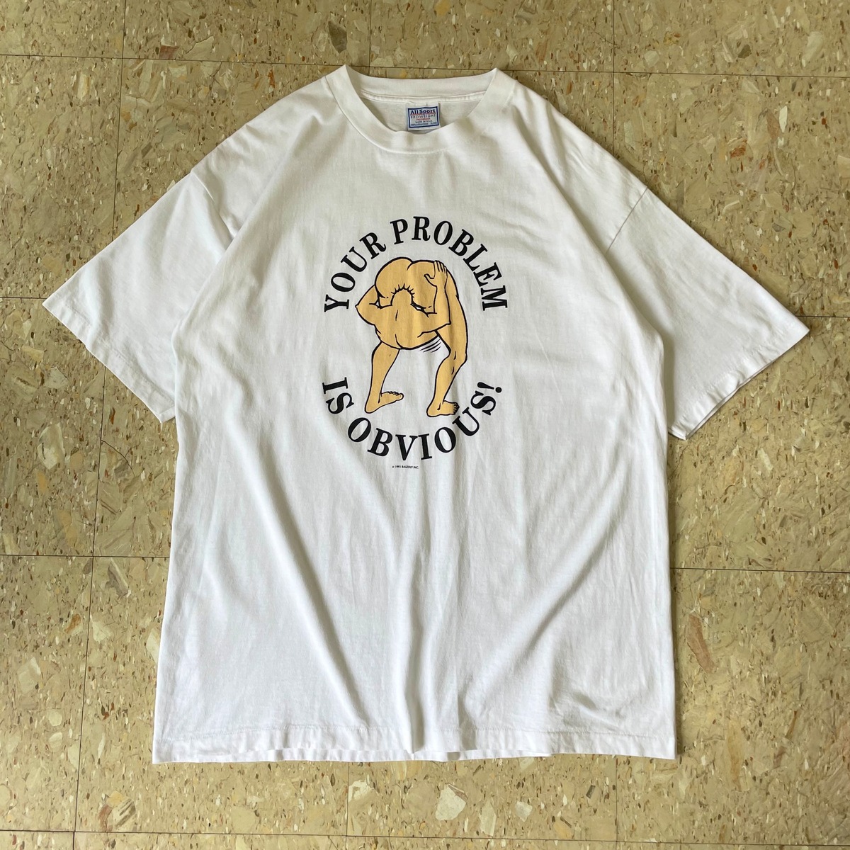 90s USA製 【BALZOUT】 "YOUR PROBLEM IS OBVIOUS" Tシャツ size.XL | 古着屋 芥