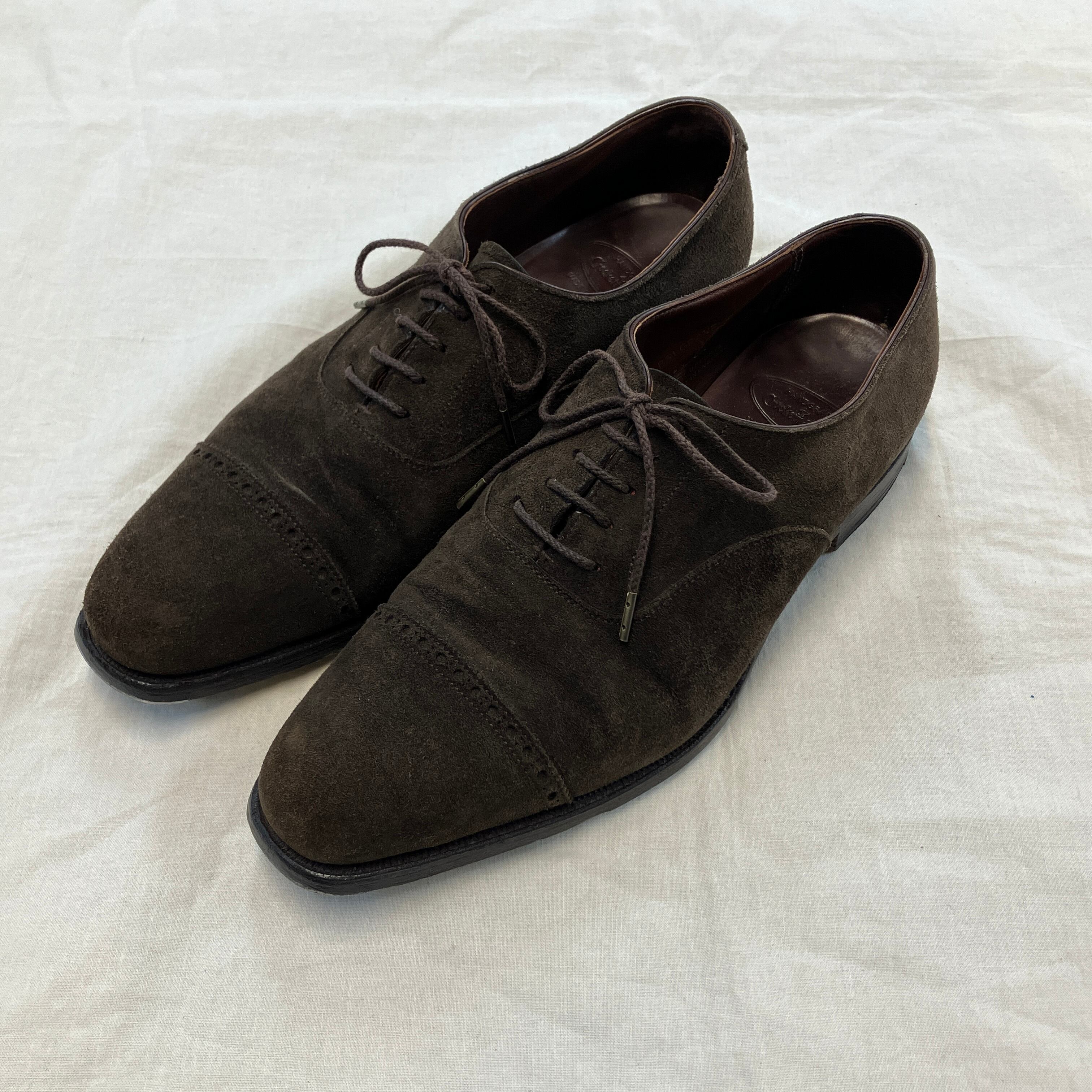 CROCKETT&JONES "BELGRAVE" PUNCHED CAP TOE SUEDE SHOES《61/2 D ...
