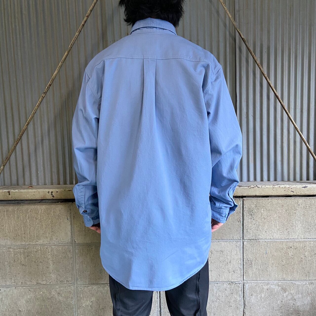 Carhartt カーハート FR HRC2 ボタンダウン 企業ロゴ刺繍 長袖 ワークシャツ メンズXL相当 古着 ビンテージ ヴィンテージ ...