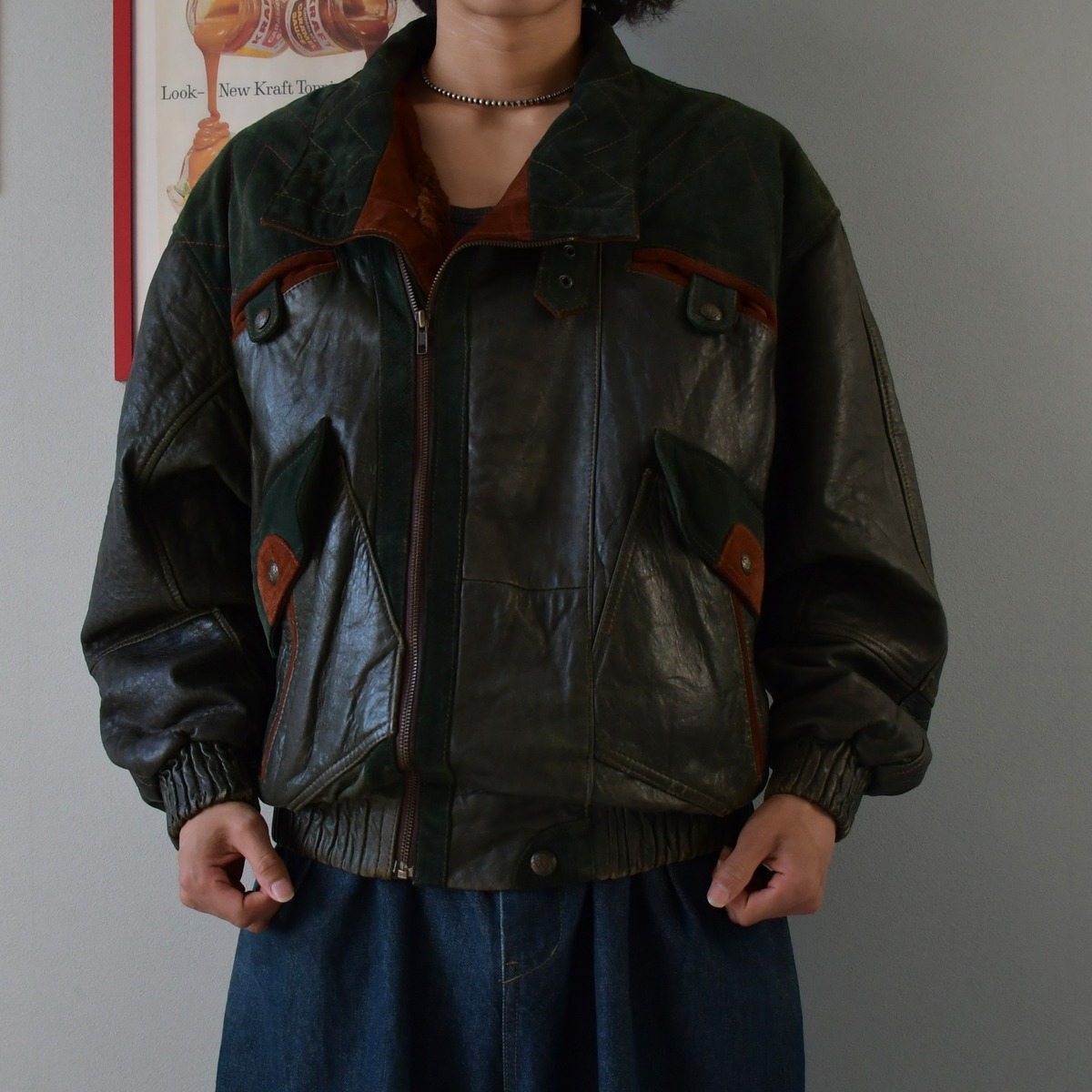 90s gimmick leather jacket | natume