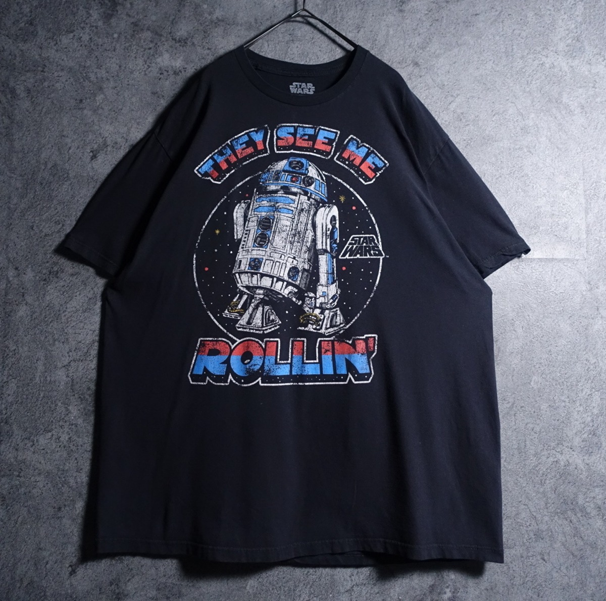 “STAR WARS” Black R2-D2 Print T-shirt | 古着屋 FORCE