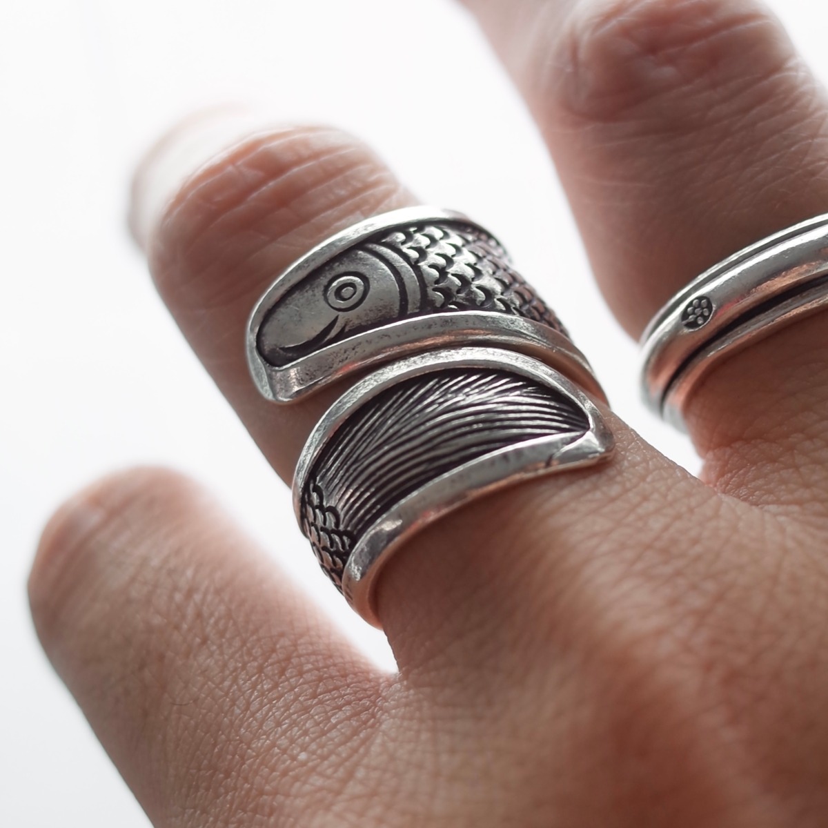 “KAREN” Handmade Fish Motif Silver Ring GENUINE SILVER | FINCH vintage ...