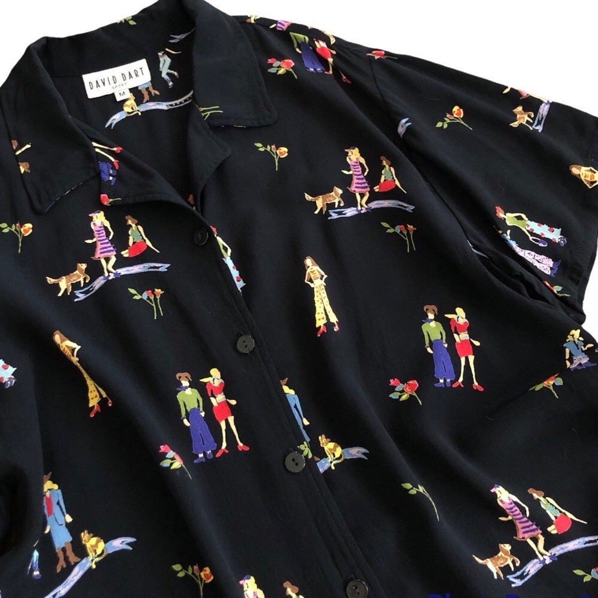 lady's 90's david dart Patterned box shirt made in USA | 古着屋 SALVATION WEAR