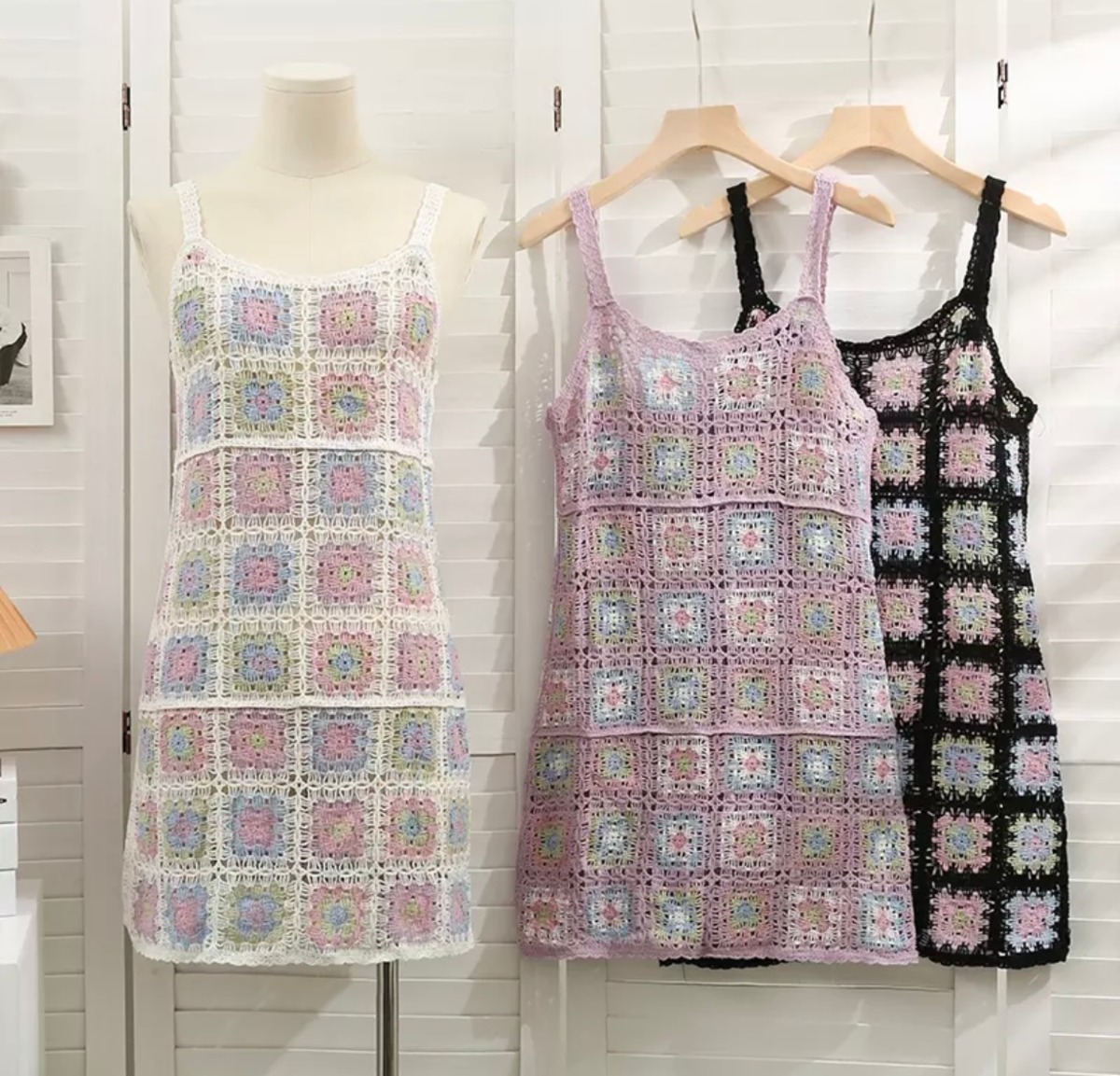 colorful crochet dress | The secret garden