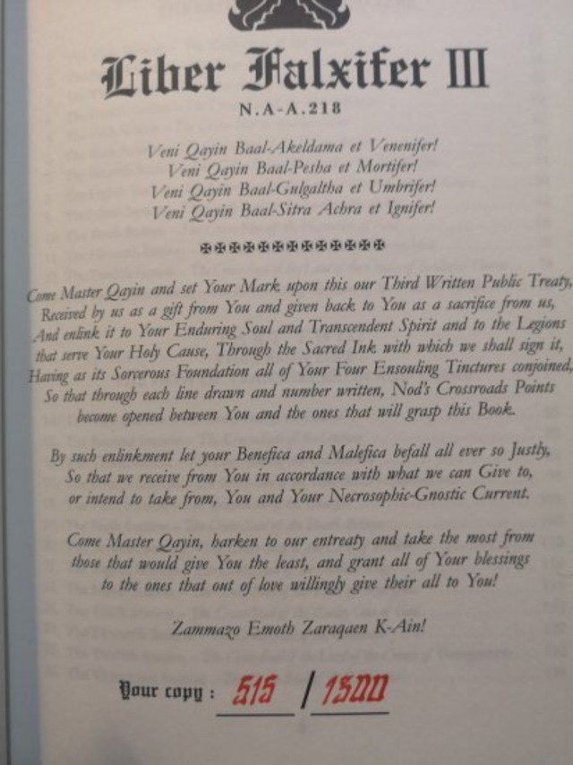 Liber Falxifer III(シリアル番号515) | 混沌の魔術博物館