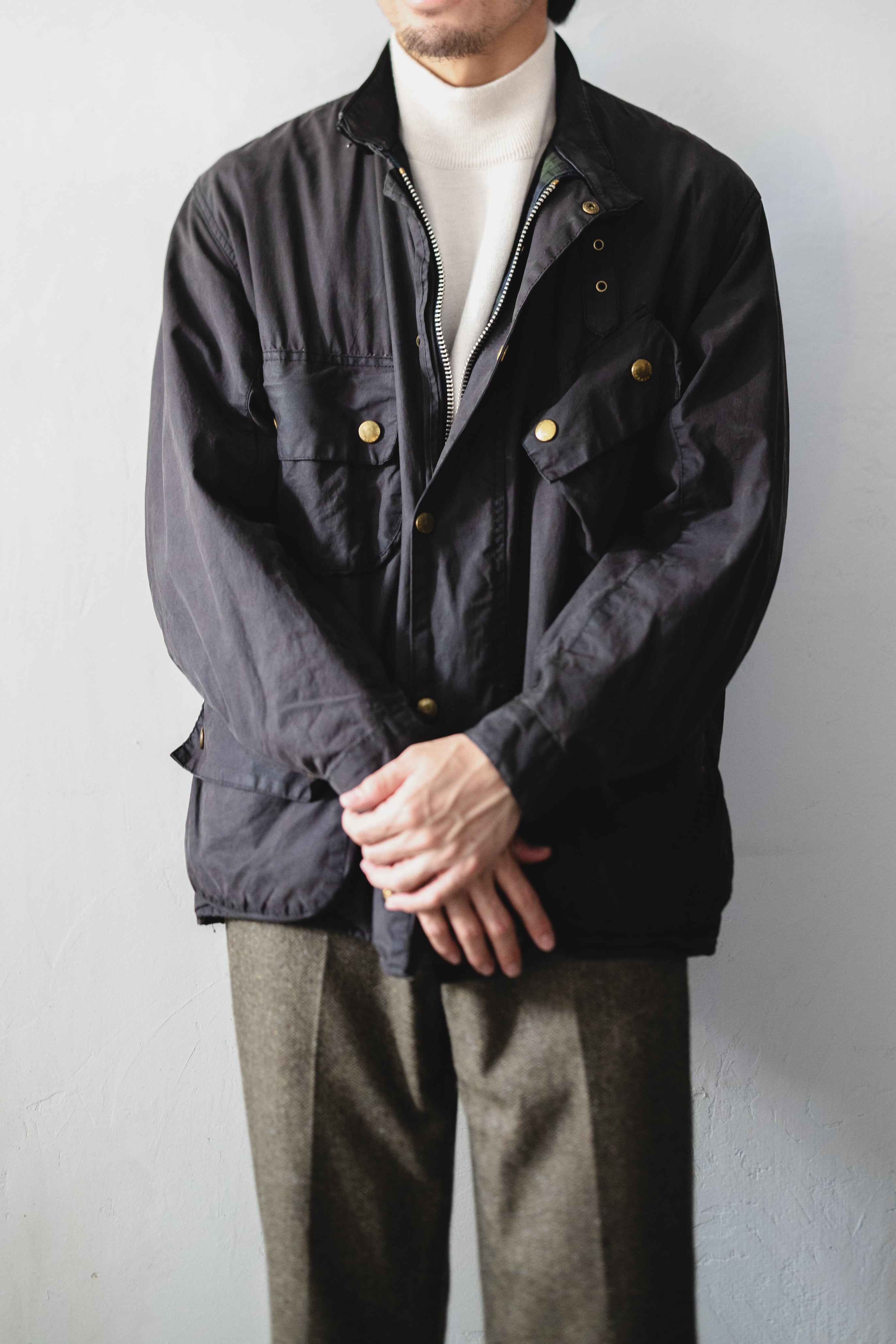 90's] "Barbour" BEACON Waxed Cotton Motorcycle Jacket | recollection ...