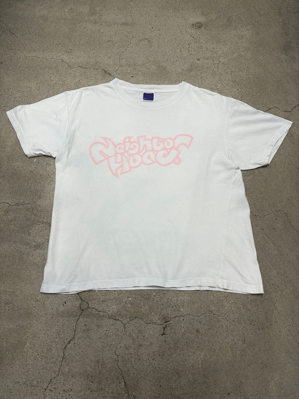 00s NEIGHBORHOOD/Logo print Tee/2000年製/XL/ロゴプリントT/Tシャツ/ホワイト/ピンク/NBHD ...
