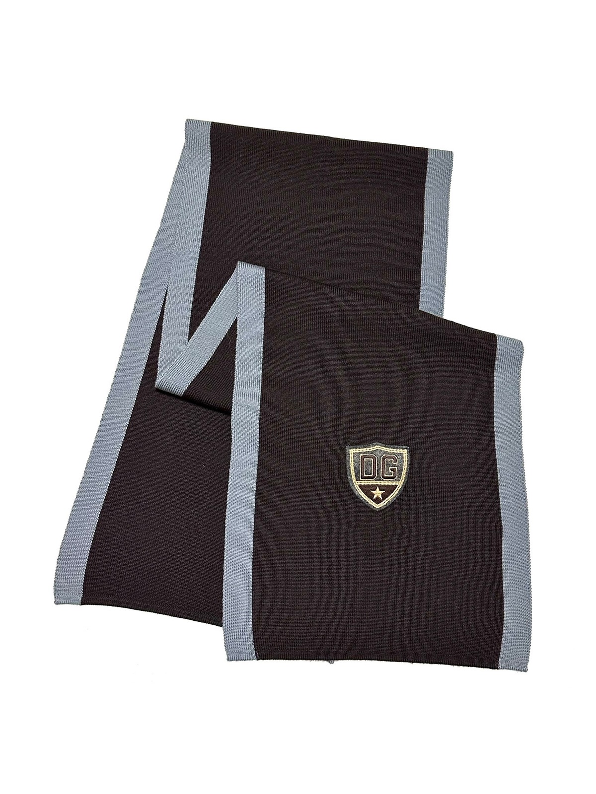 00's DOLCE&GABBANA Ash_Blue Edge Design Flat Knit Stole | ETRAK