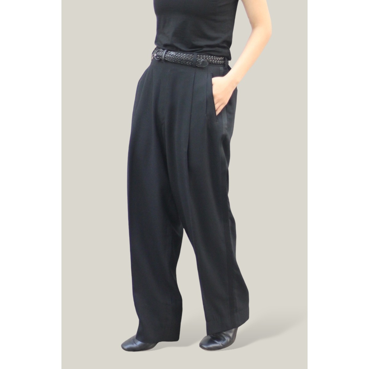 【COU】2tuck wide straight slacks side line design-4940- | cv