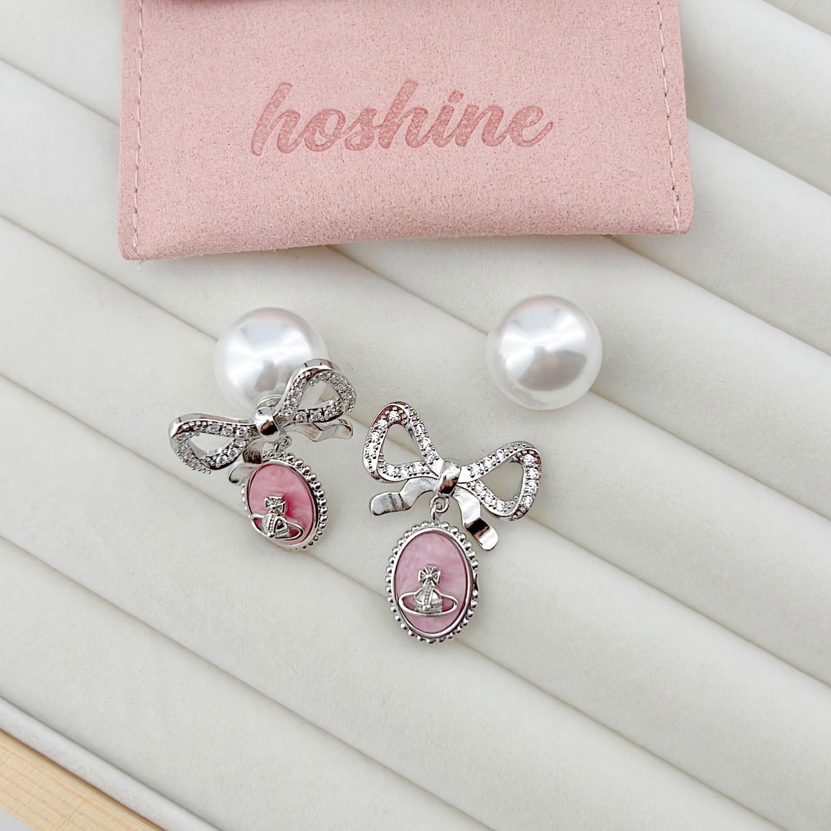 リボンモチーフのパールピアス | hoshine