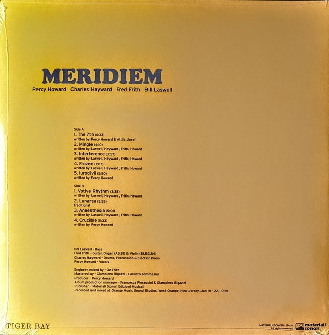 Percy Howard, Charles Hayward, Fred Frith, Bill Laswell - Meridiem 限定再発 ...