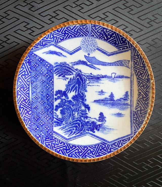 印判染付 八寸皿 花風鈴図 盛皿 イゲ皿 大皿 時代物 骨董 (大正時代〜昭和初期) M0365 | テーブルウェア＆ハウスデコール ...