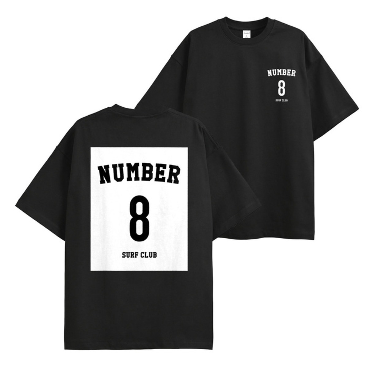 NUMBER8 SURF CLUB（ナンバーエイトサーフクラブ）韓国風バックブリントユニフォーム11.3オンス ヘビーウエイトTシャツ ブラック | Number8（ナンバーエイト）メンズ ...